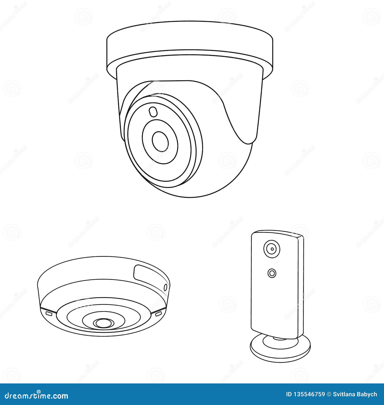 Vector Illustration of Cctv and Camera Symbol. Set of Cctv and System ...
