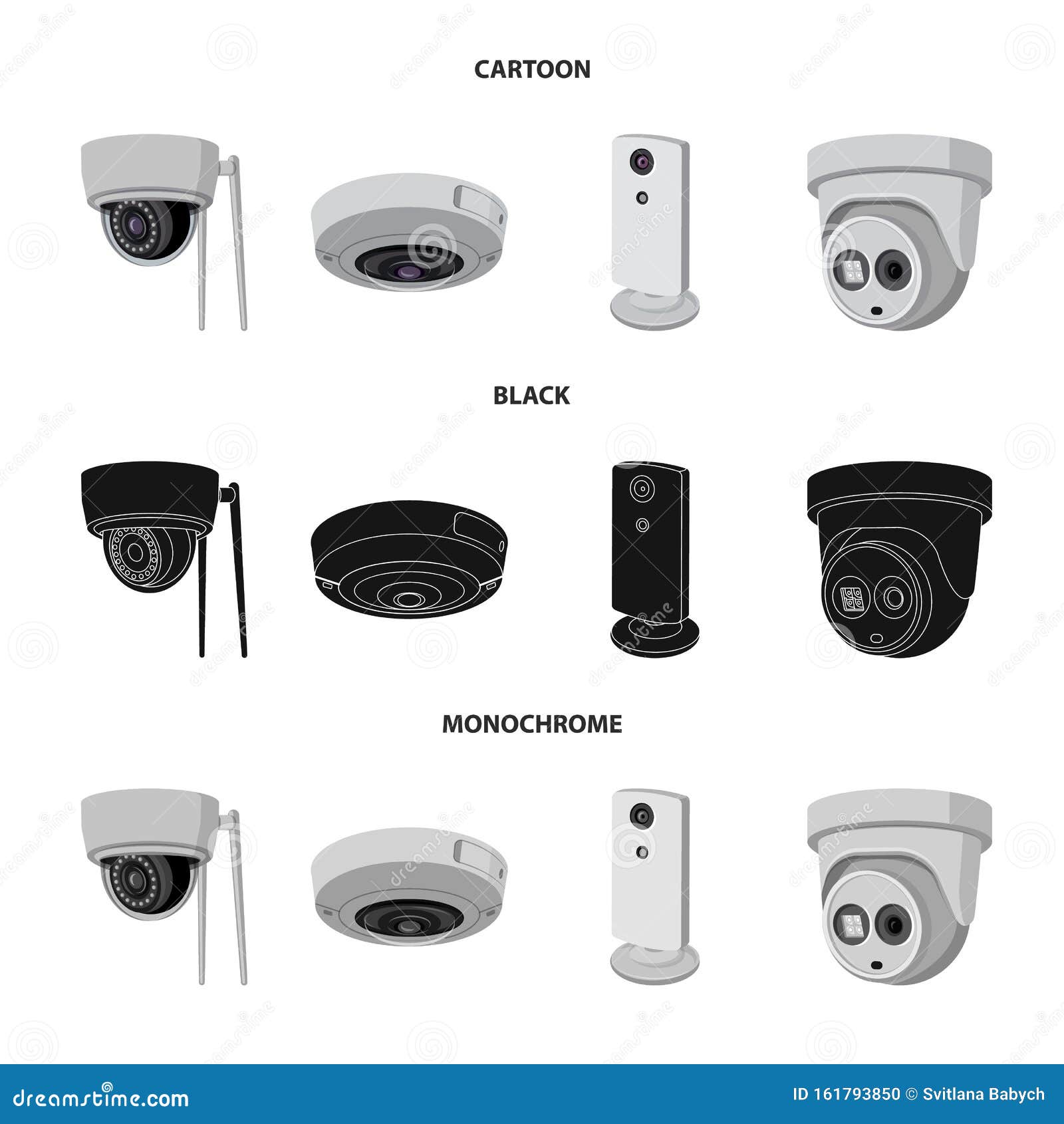Vector Illustration of Cctv and Camera Symbol. Set of Cctv and System ...