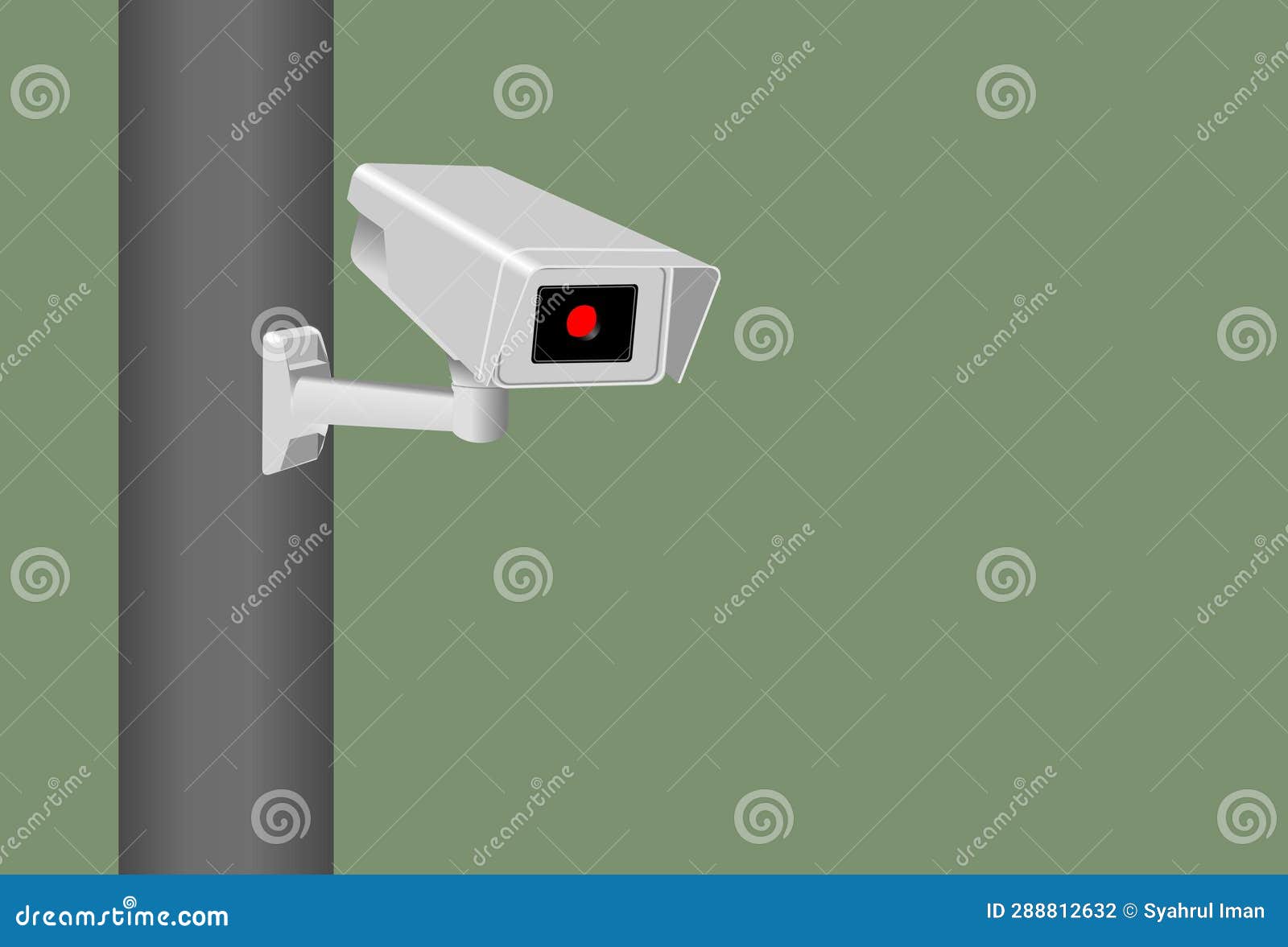Cctv Security Camera Mounted on Pole Stock Illustration - Illustration ...