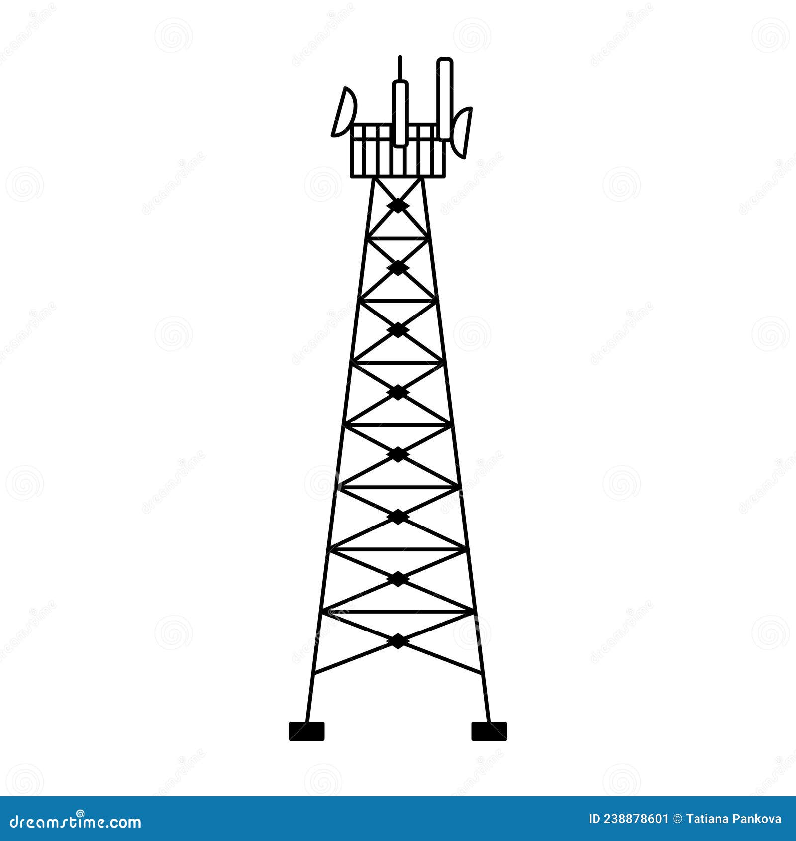 Vector Illustration of a Cellular Communication Tower. 5G, 4g Signal ...
