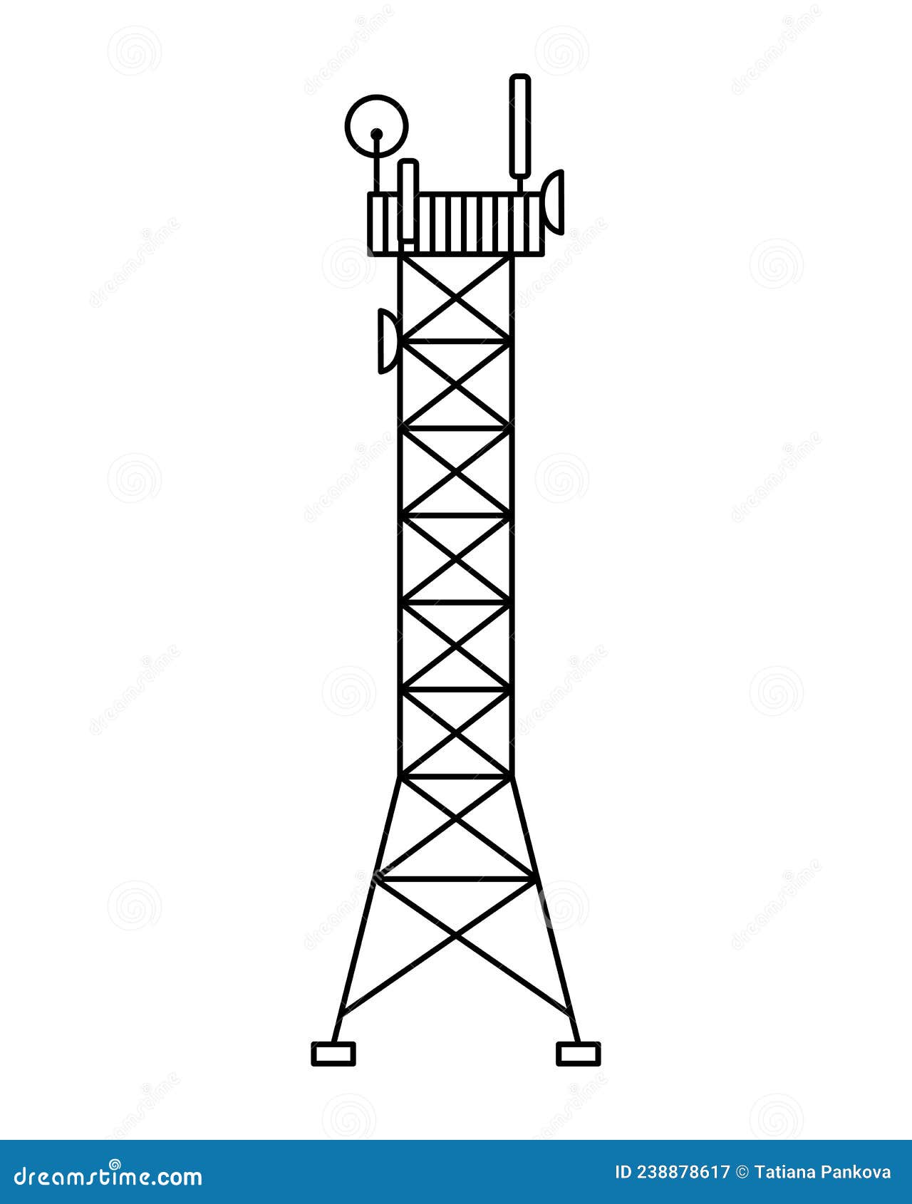 Vector Illustration of a Cellular Communication Tower. 5G, 4g Signal ...