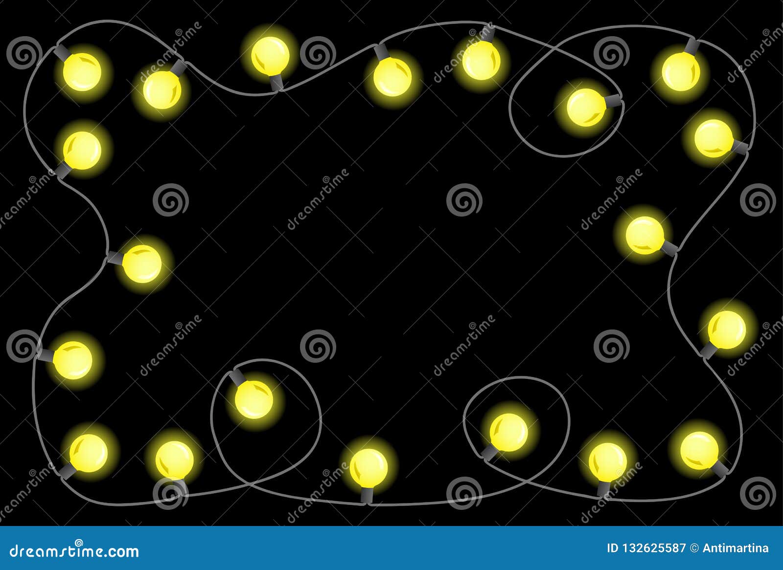 Chain of Lights on Black Background Stock Vector - Illustration of ...