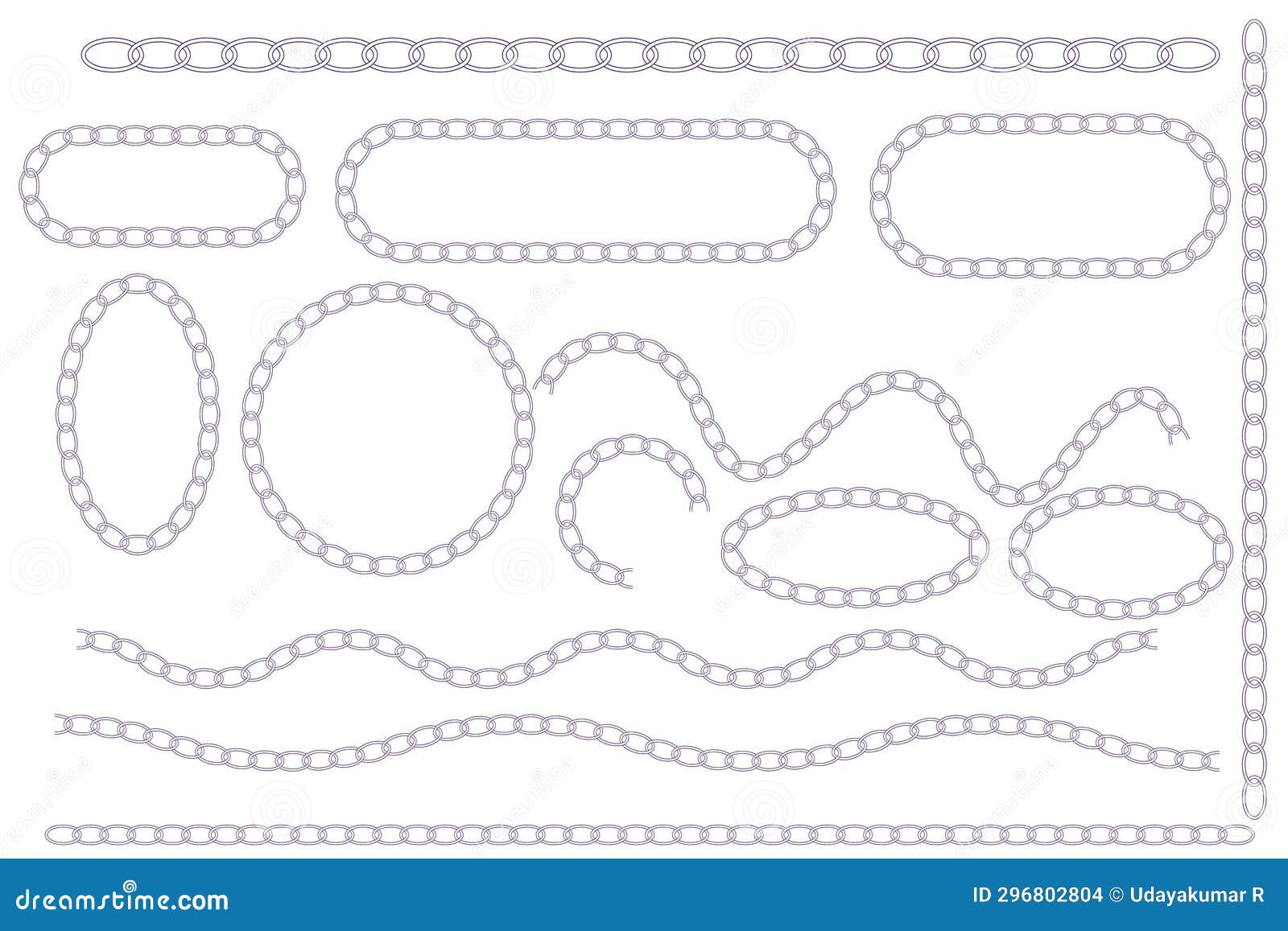 Vector Illustration of Chain Pattern Set of Chain in Color. Decorative ...
