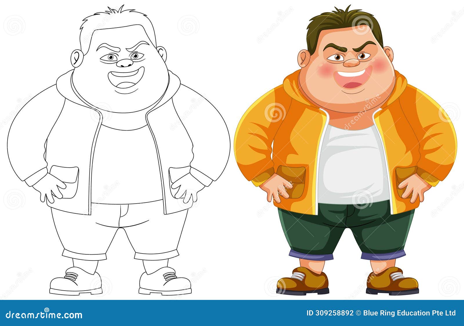 A Man, Colored and Outlined Stock Vector - Illustration of drawing ...