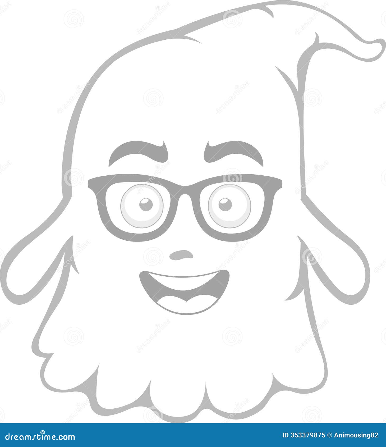 Vector Illustration Character Ghost Cartoon Spectacles Nerd Stock ...