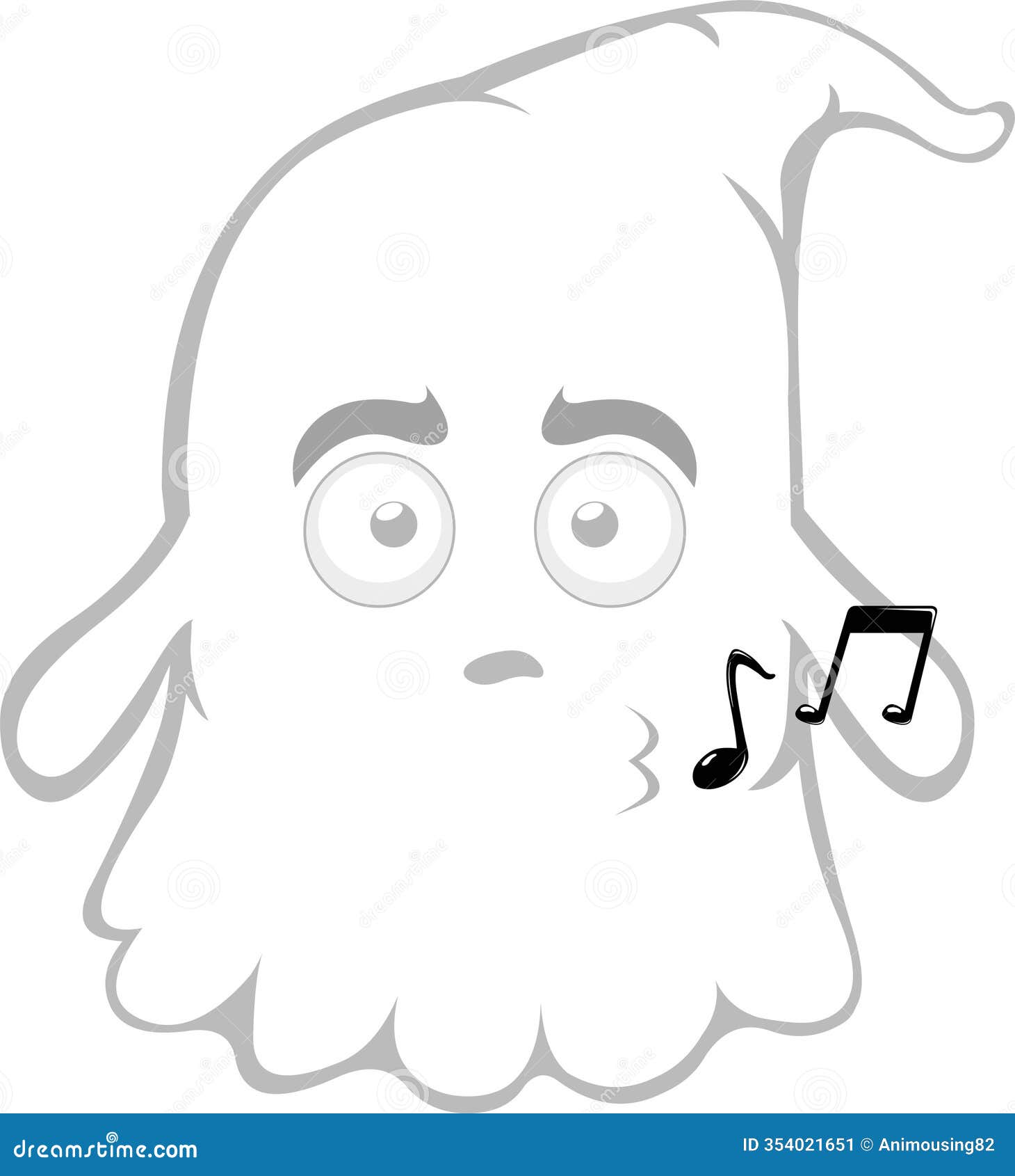 Vector Illustration Character Phantom Cartoon, Whistle Musical Note Lip ...