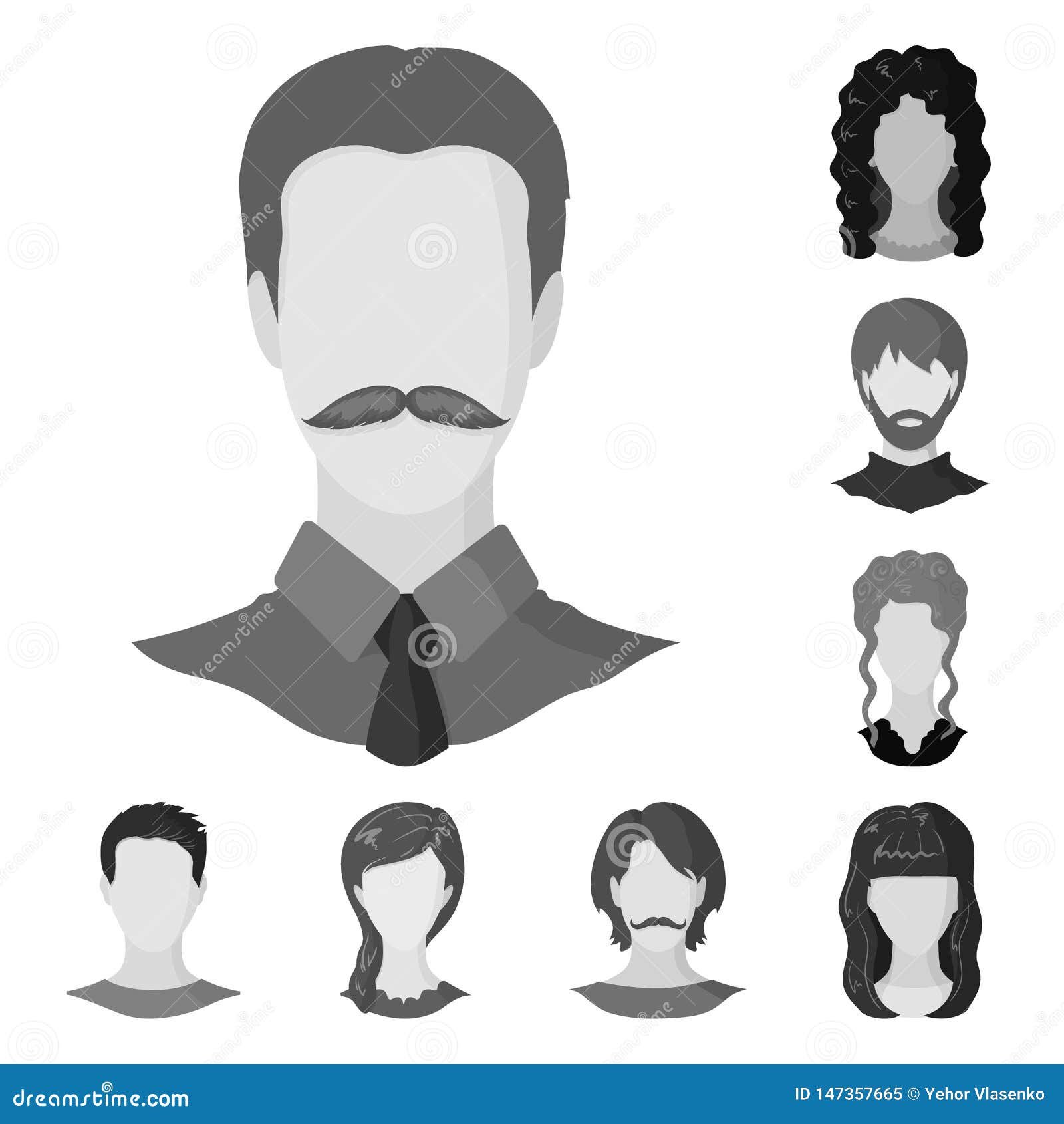 Vector Design of Character and Profile Sign. Collection of Character ...