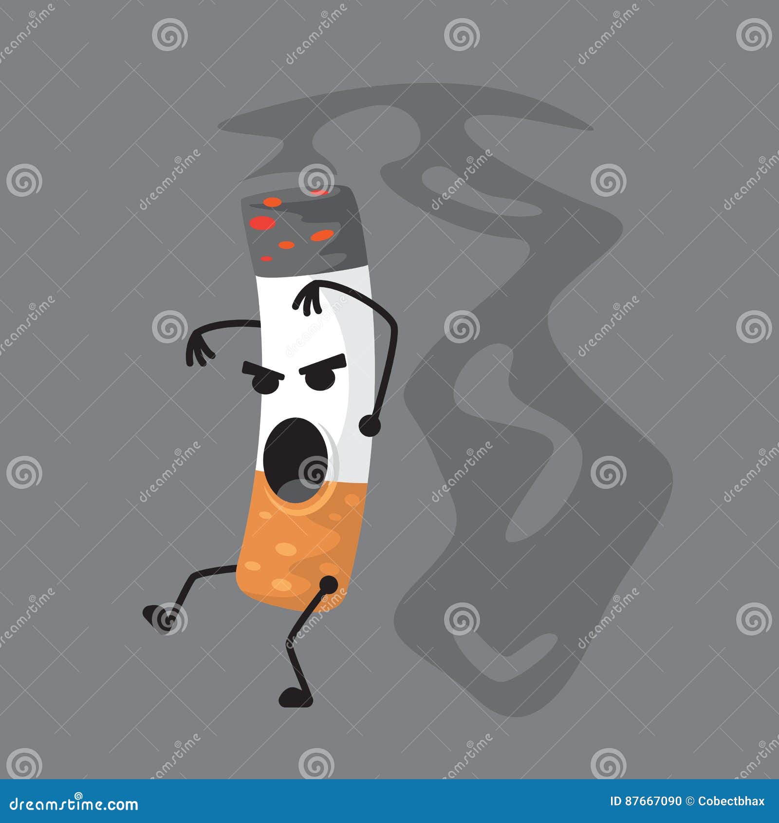 Vector Illustration of a Character Smoking a Cigarette Monster Stock ...