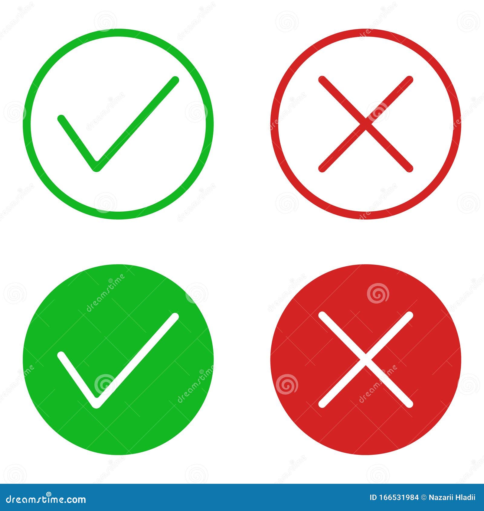 Vector Illustration of Check and Cross Mark. Isolated. Stock Vector ...