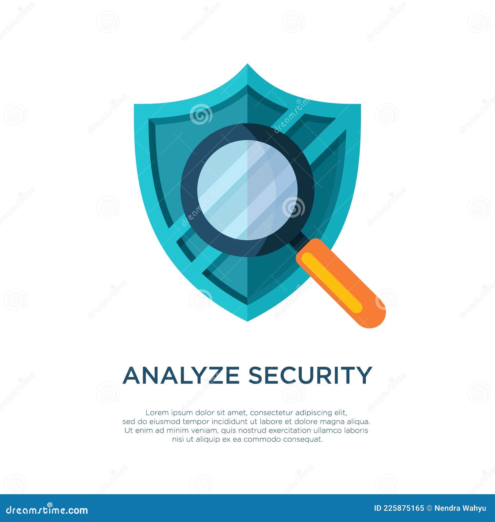 Vector Illustration of Checking a Shield Using a Magnifying Glass ...
