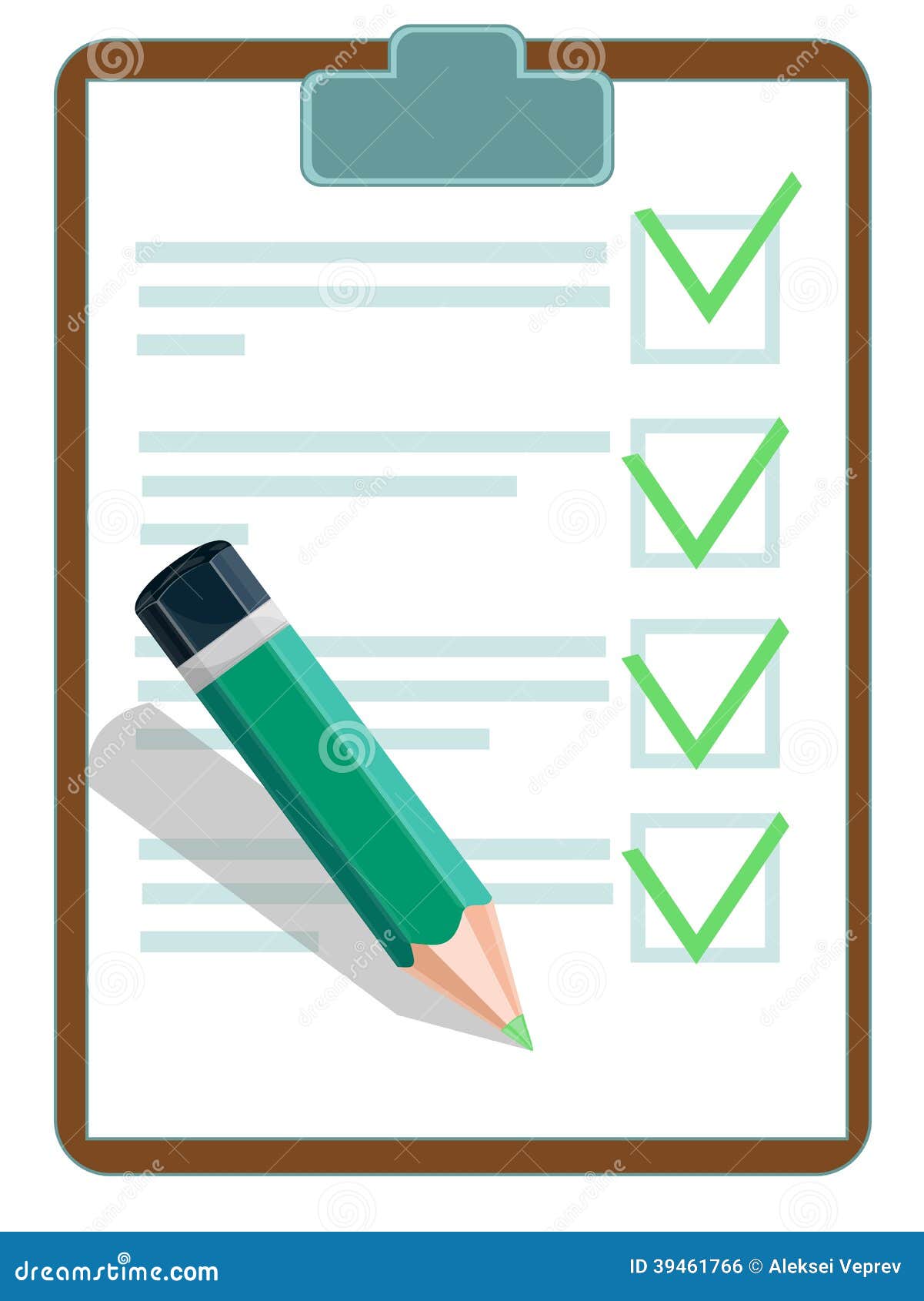 Vector Illustration of a Checklist with Pencil. Stock Vector ...