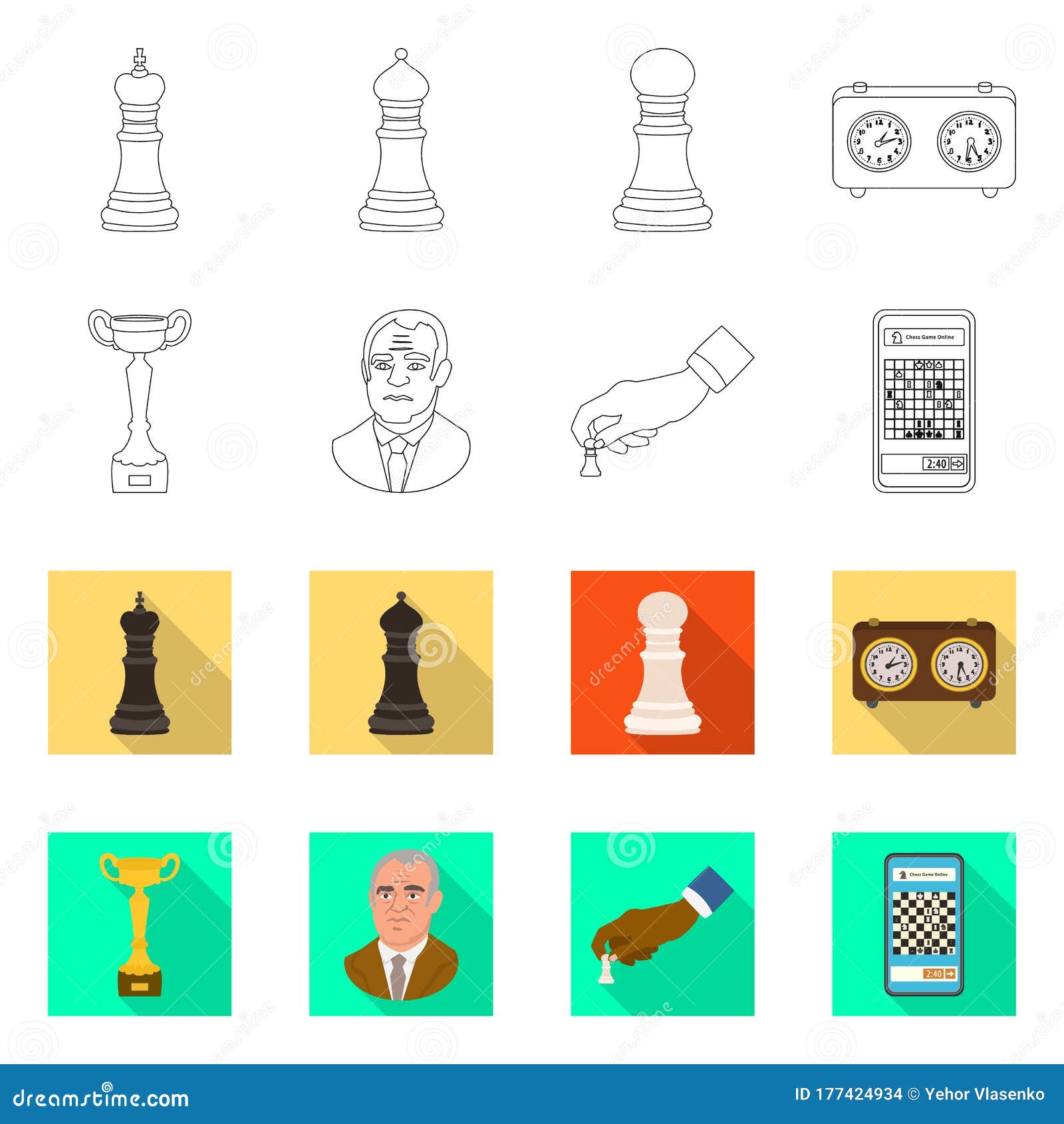 Vector Illustration of Checkmate and Thin Icon. Collection of Checkmate ...