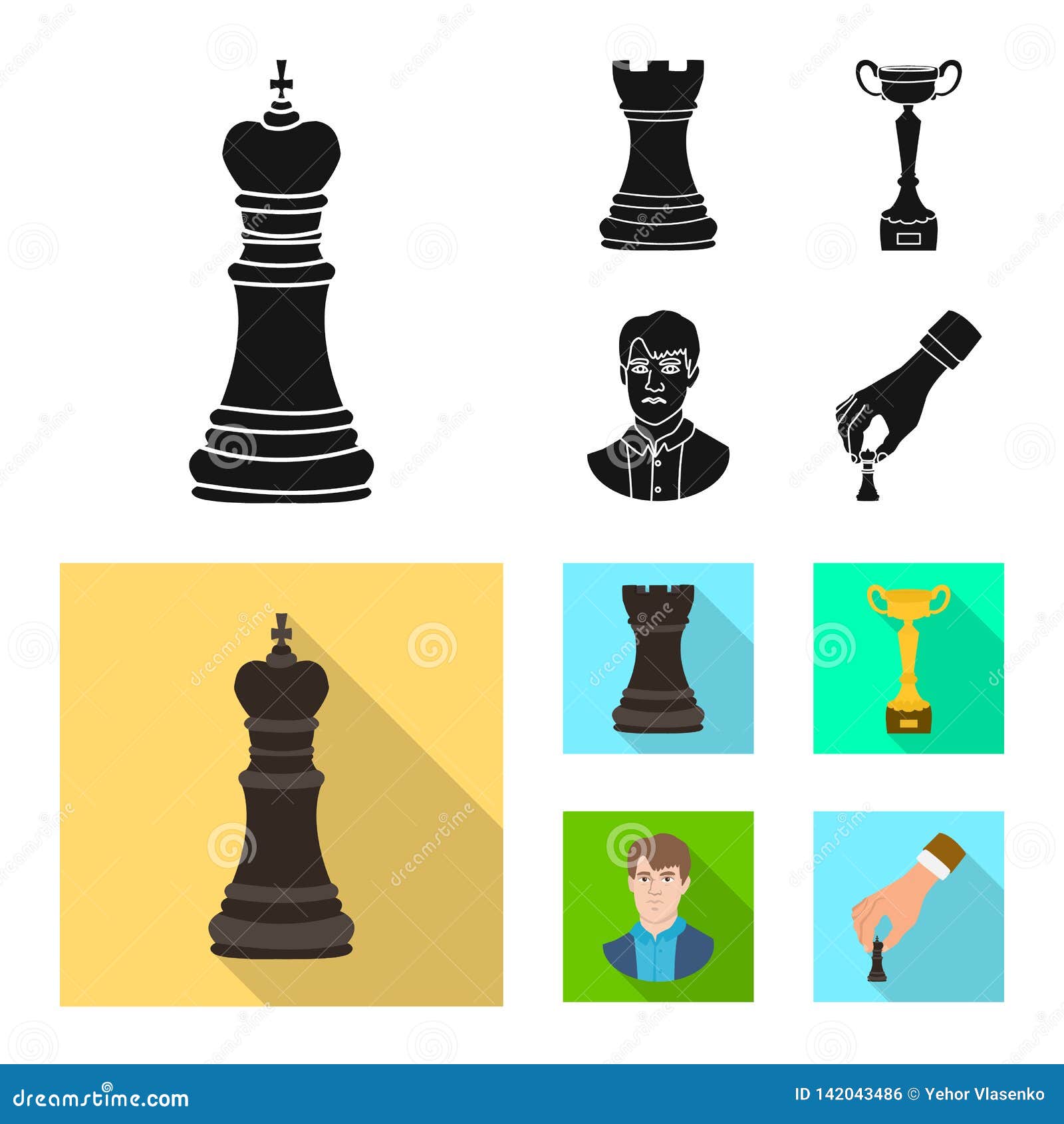 Vector Illustration of Checkmate and Thin Icon. Set of Checkmate and ...