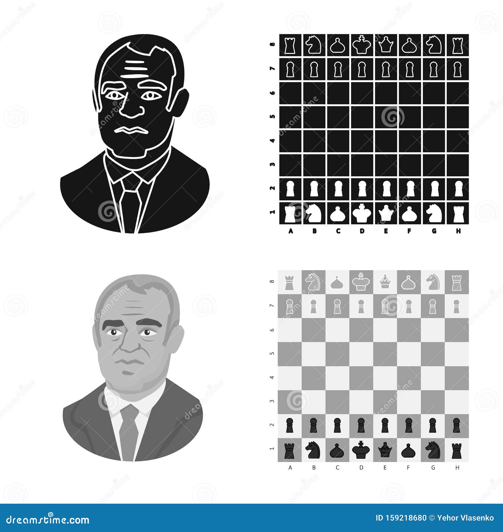 Vector Illustration of Checkmate and Thin Icon. Set of Checkmate and ...