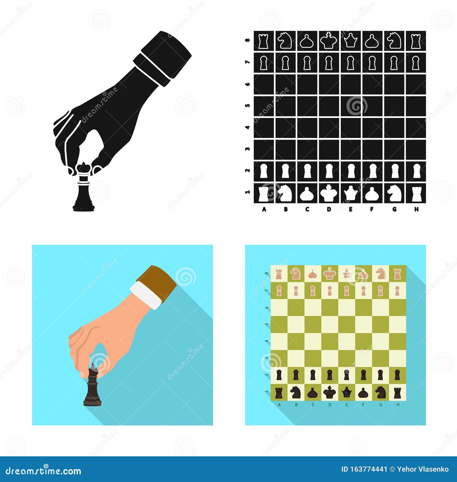 Vector Illustration of Checkmate and Thin Logo. Set of Checkmate and ...