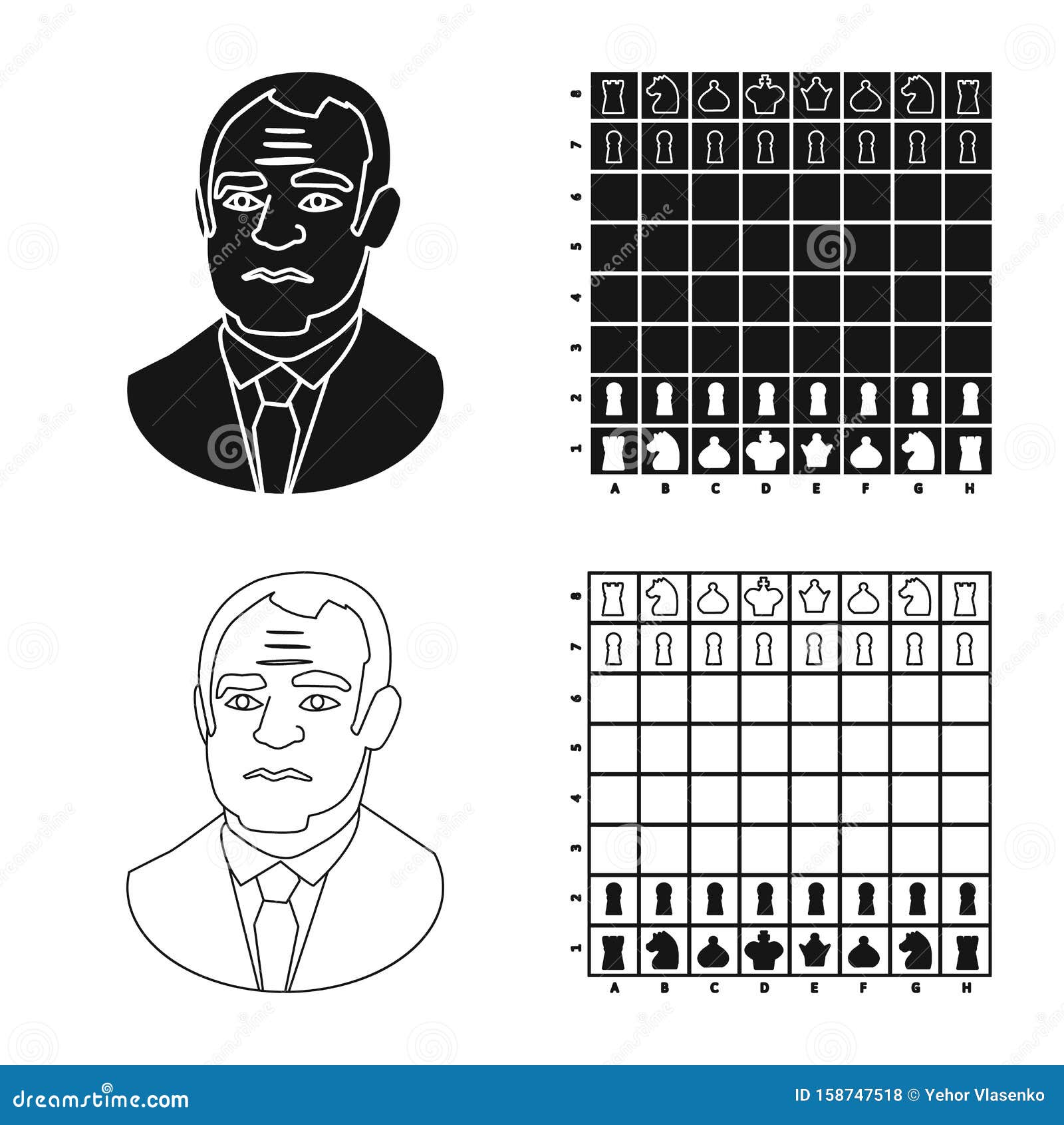 Vector Illustration of Checkmate and Thin Sign. Set of Checkmate and ...