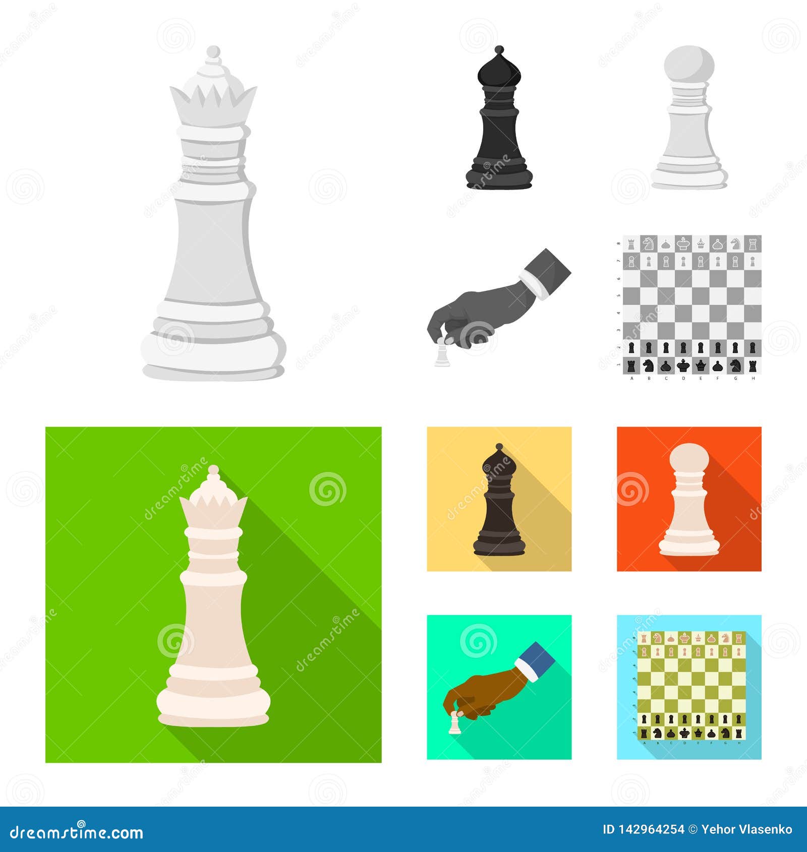 Vector Design of Checkmate and Thin Icon. Set of Checkmate and Target ...