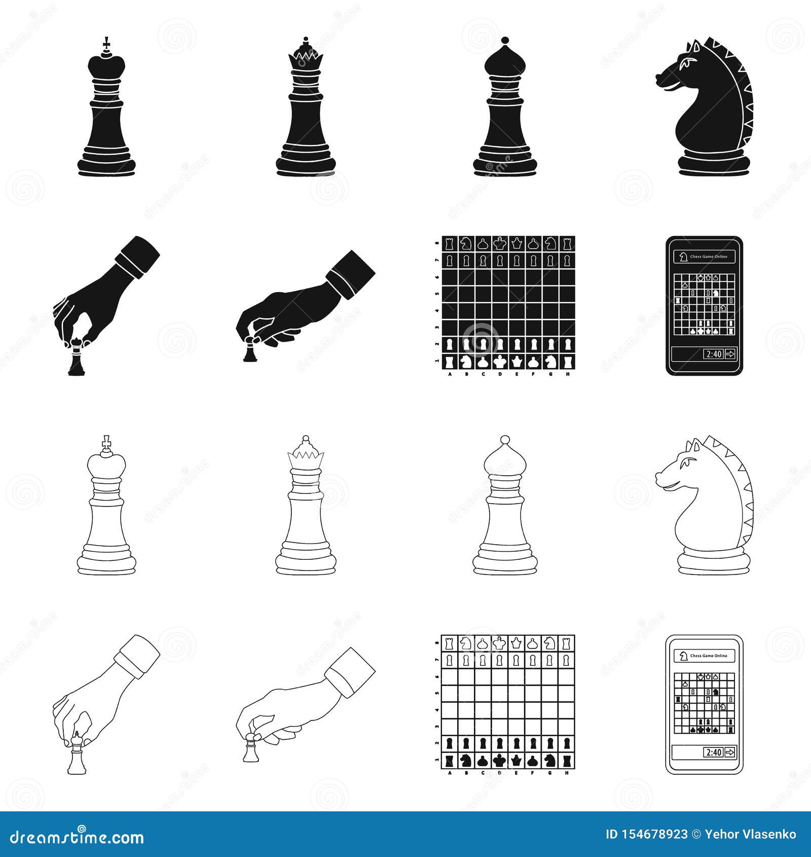 Vector Design of Checkmate and Thin Icon. Collection of Checkmate and ...