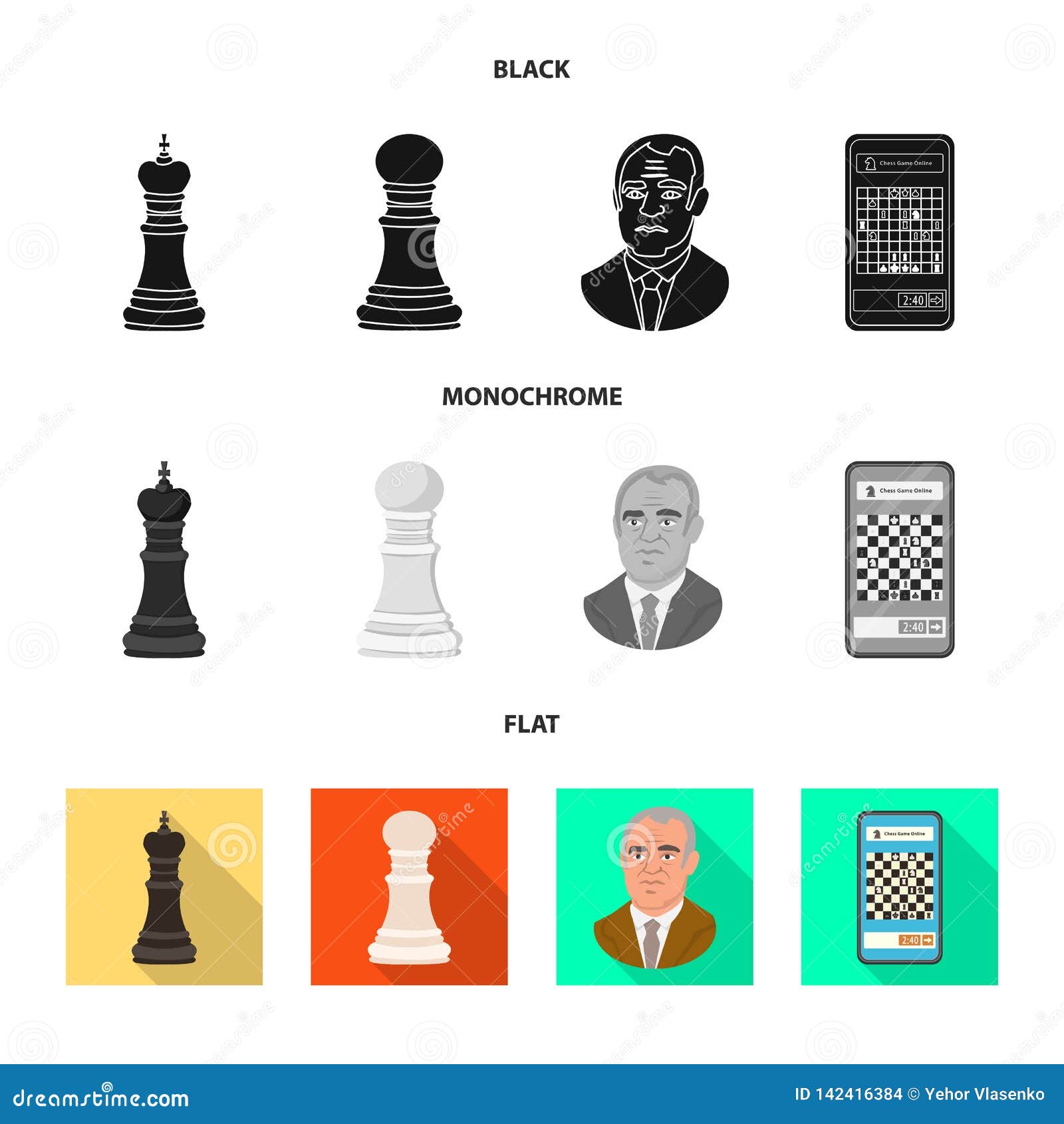 Vector Illustration of Checkmate and Thin Symbol. Set of Checkmate and ...