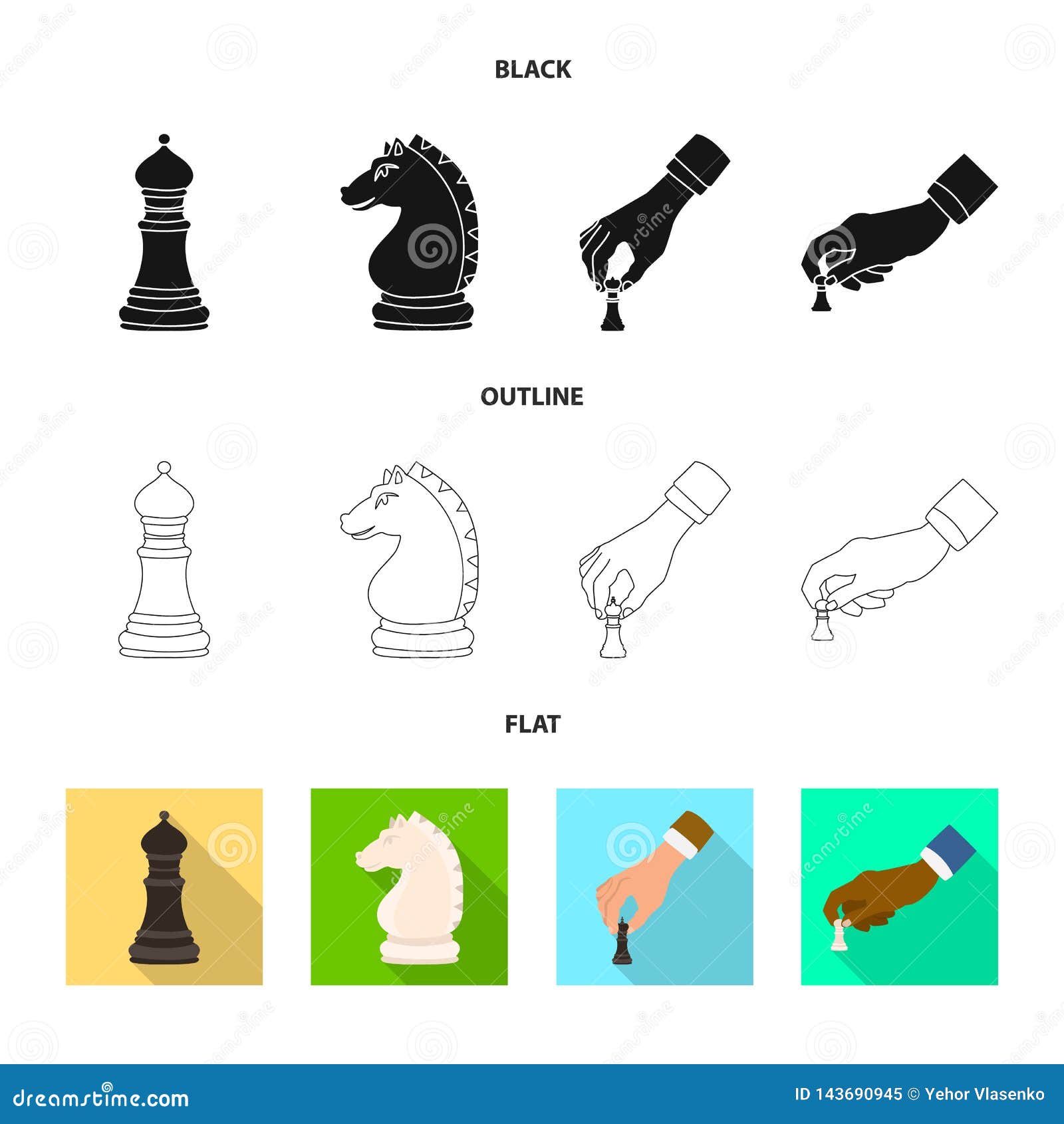 Vector Illustration of Checkmate and Thin Symbol. Set of Checkmate and ...