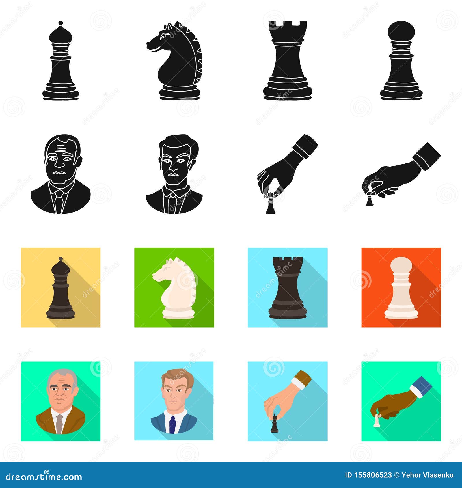 Vector Illustration of Checkmate and Thin Symbol. Set of Checkmate and ...