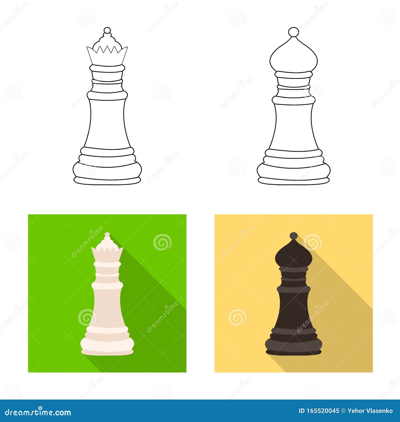 Vector Illustration of Checkmate and Thin Symbol. Set of Checkmate and ...