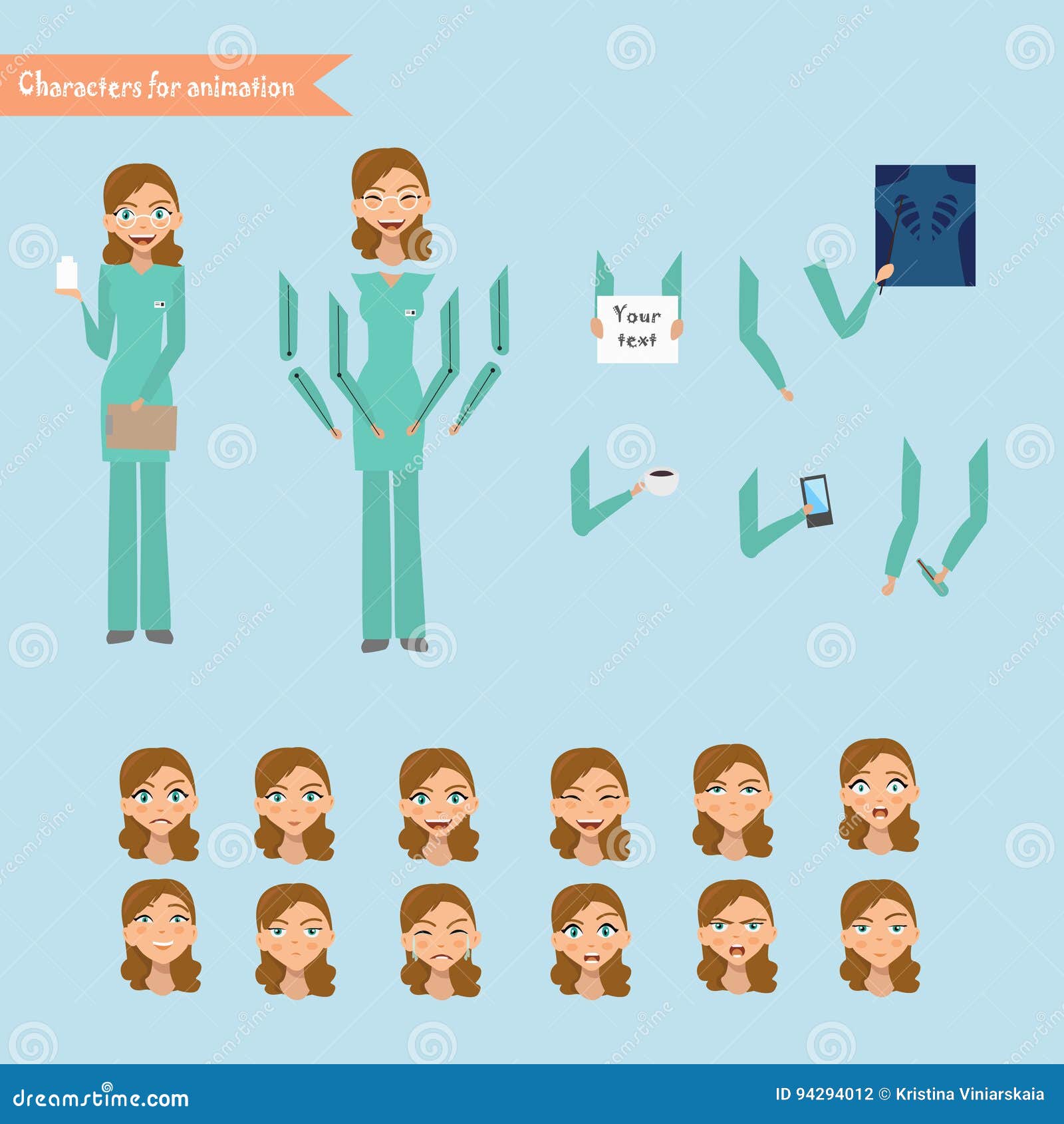 Vector Illustration of Cheerful Nurse. Stock Vector - Illustration of ...