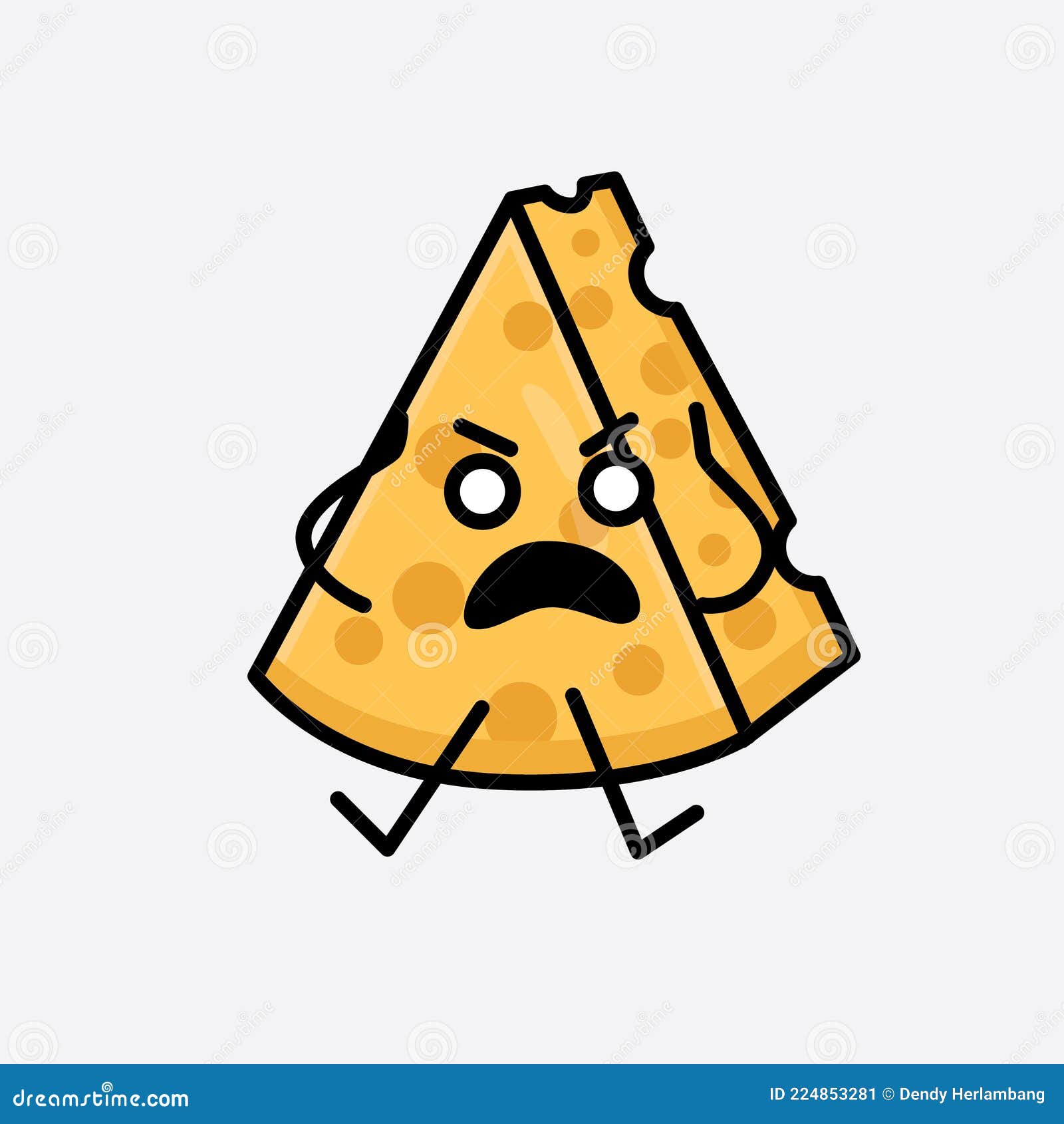 Vector Illustration of Cheese Character with Cute Face and Simple Body ...