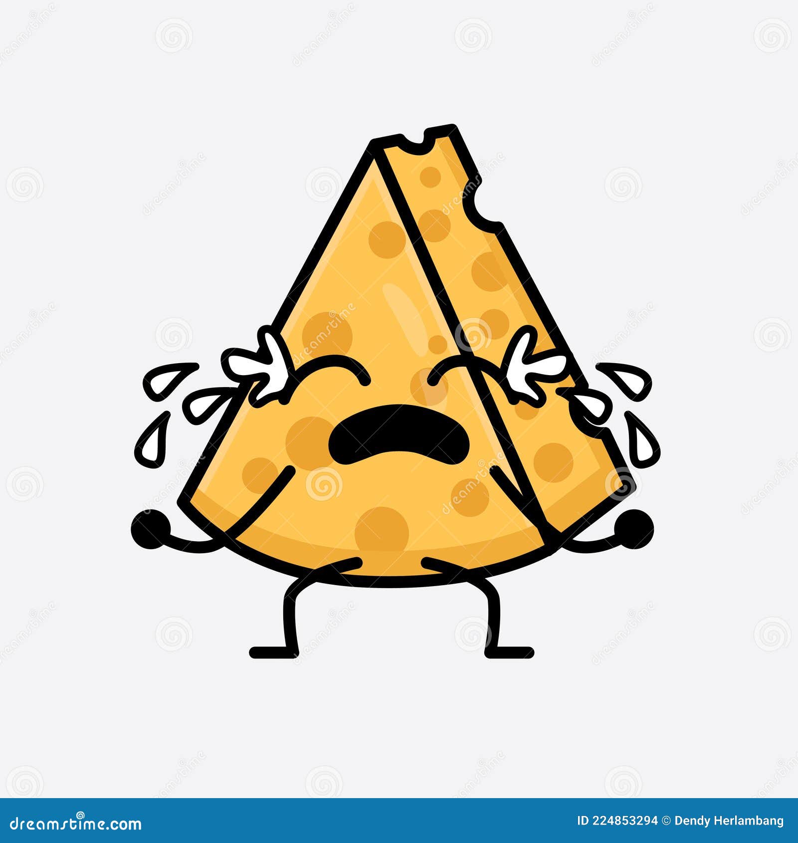 Vector Illustration of Cheese Character with Cute Face and Simple Body ...