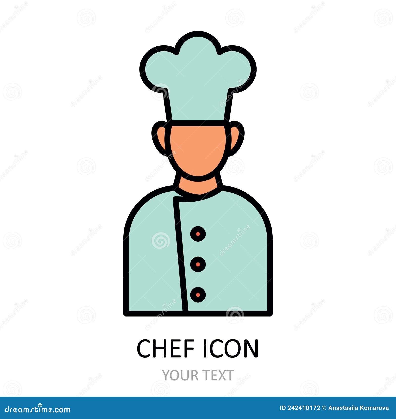 Vector Illustration with Chef. Outline Icon Stock Vector - Illustration ...