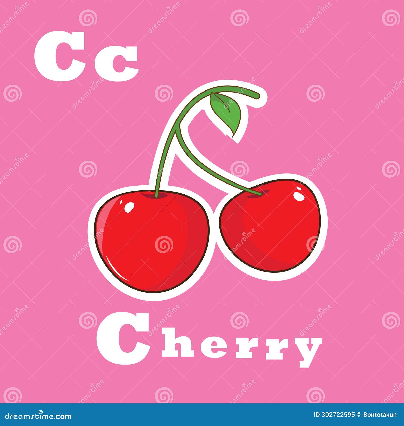 Cherry flashcard alphabet stock vector. Illustration of nursery - 302722595