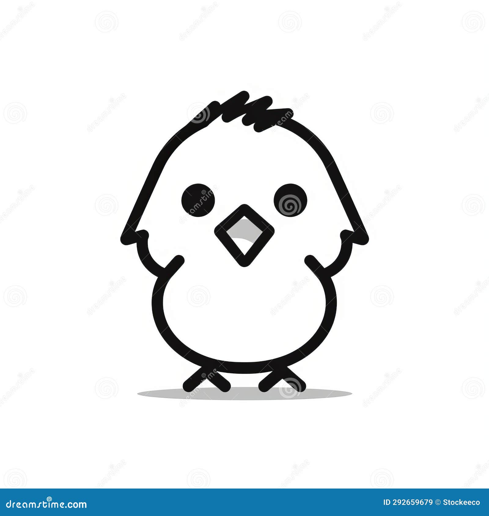 Cute Chick Illustration in Simple Line Style Stock Illustration ...