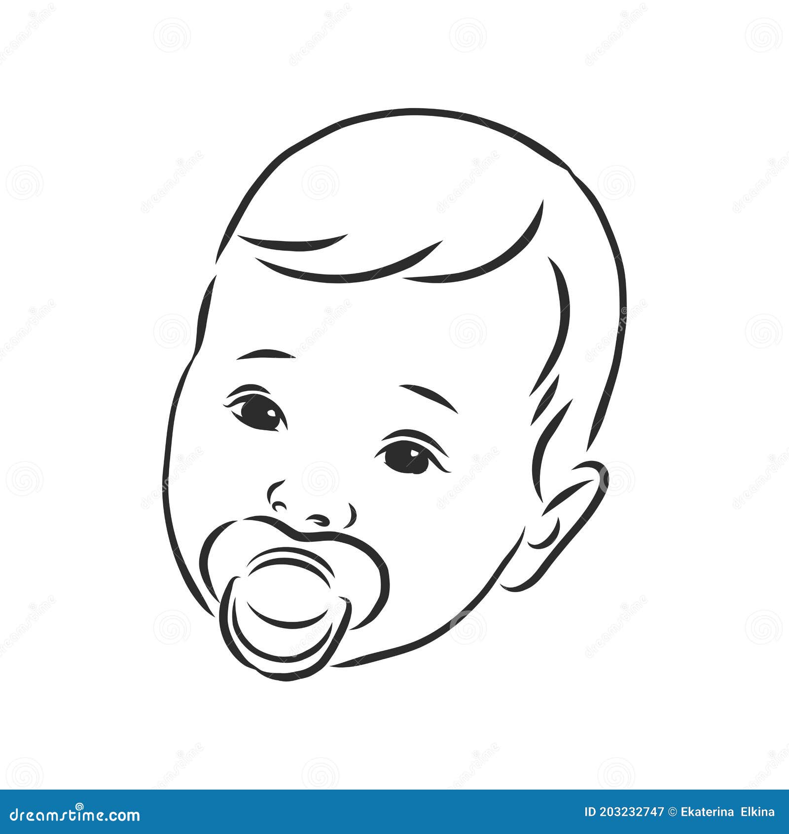 A Child with a Pacifier Vector Sketch Illustration Stock Illustration ...