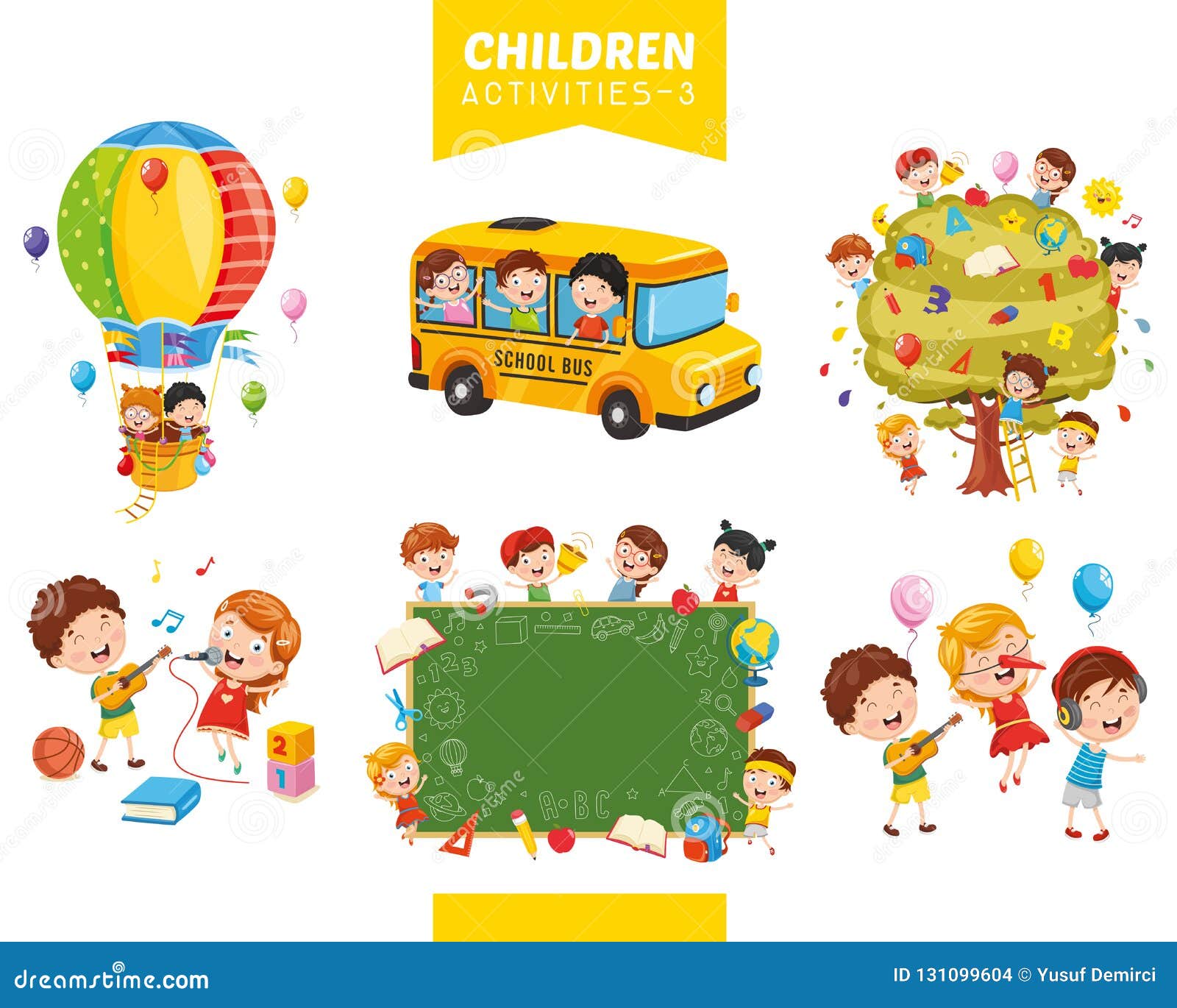 Vector Illustration of Children Activities Set Stock Vector ...