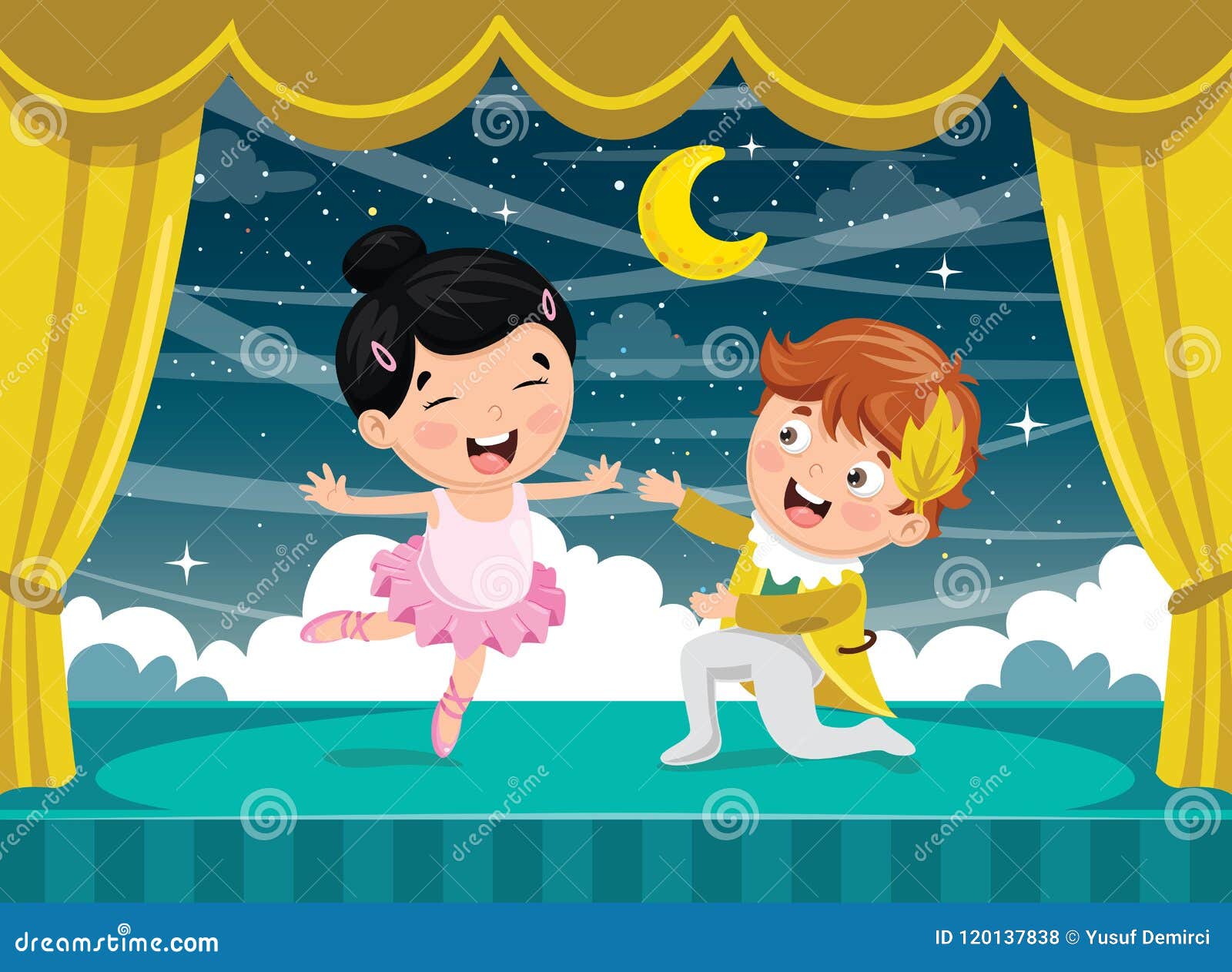 Vector Illustration of Children Dancing Stock Vector - Illustration of ...