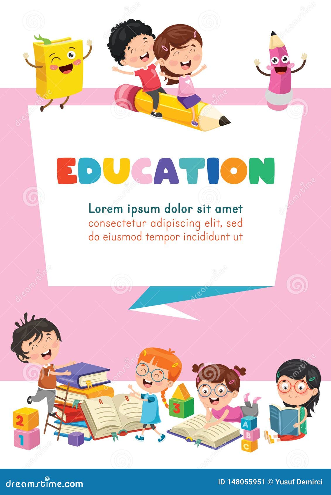 Vector Illustration of Children Education Stock Vector - Illustration ...