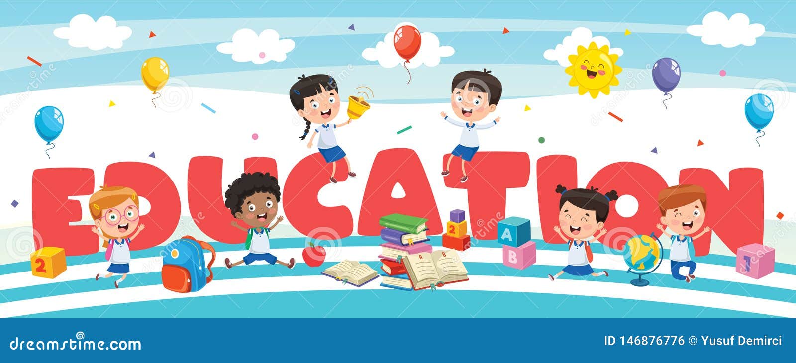 Vector Illustration of Children Education Stock Vector - Illustration ...