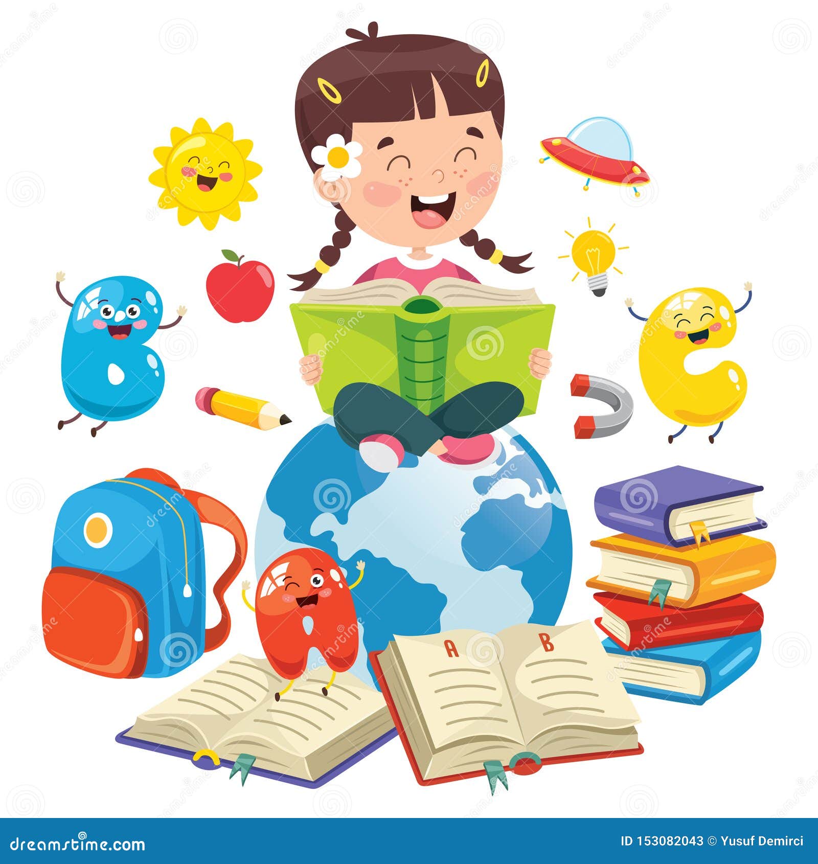 Vector Illustration of Children Education Stock Vector - Illustration ...