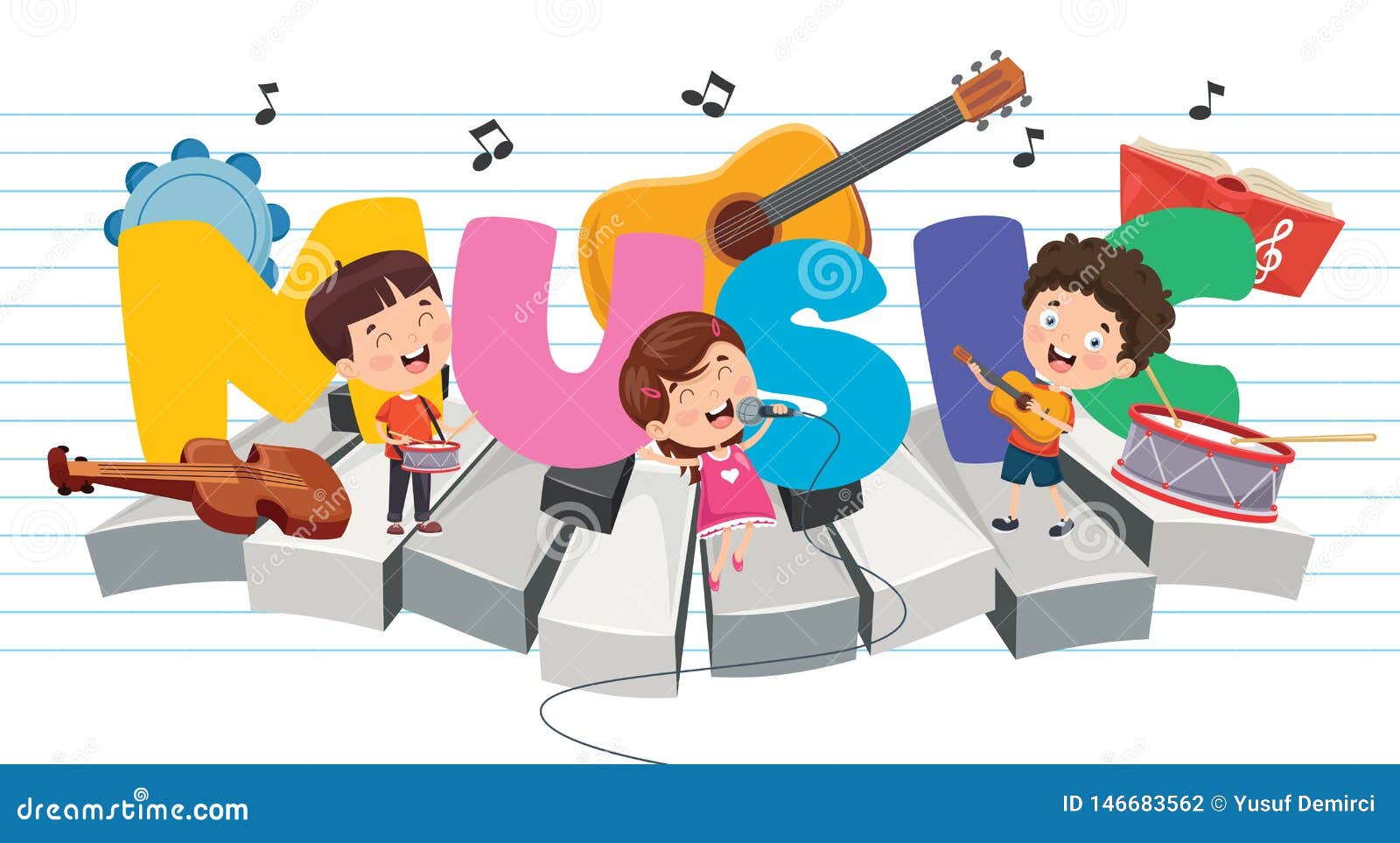 Vector Illustration of Children Music Background Stock Vector ...