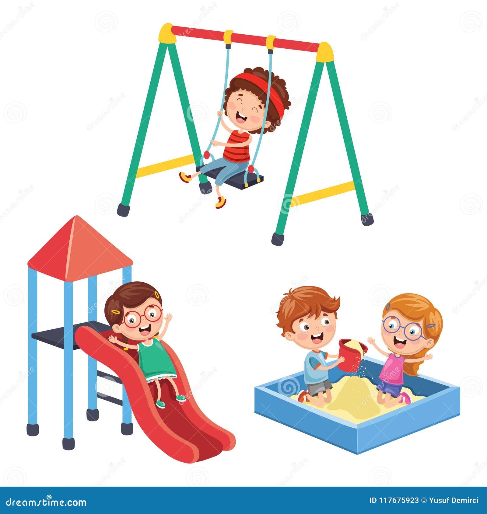 Vector Illustration of Children at Park Stock Vector - Illustration of ...
