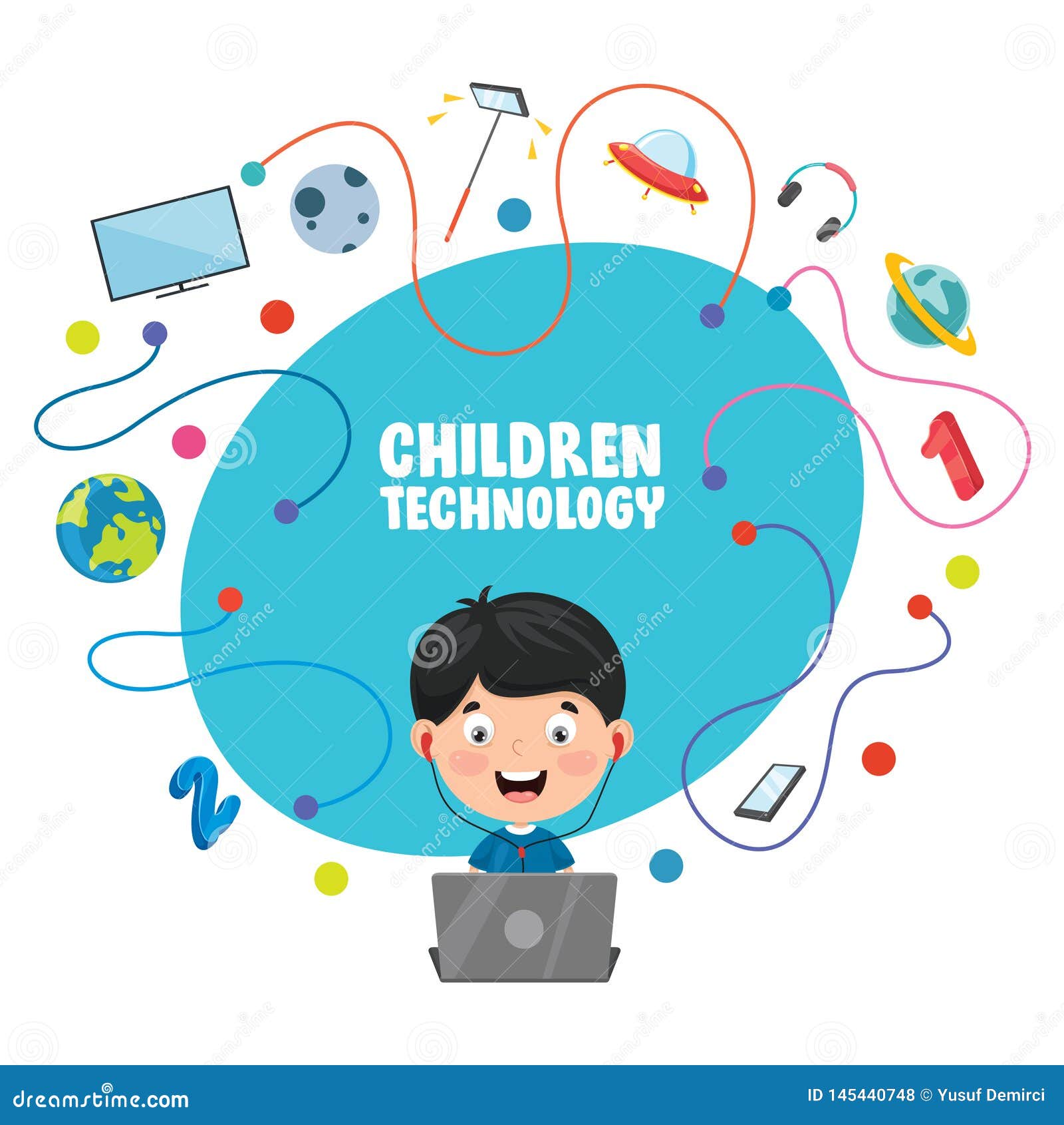 Vector Illustration of Children Technology Stock Vector - Illustration ...