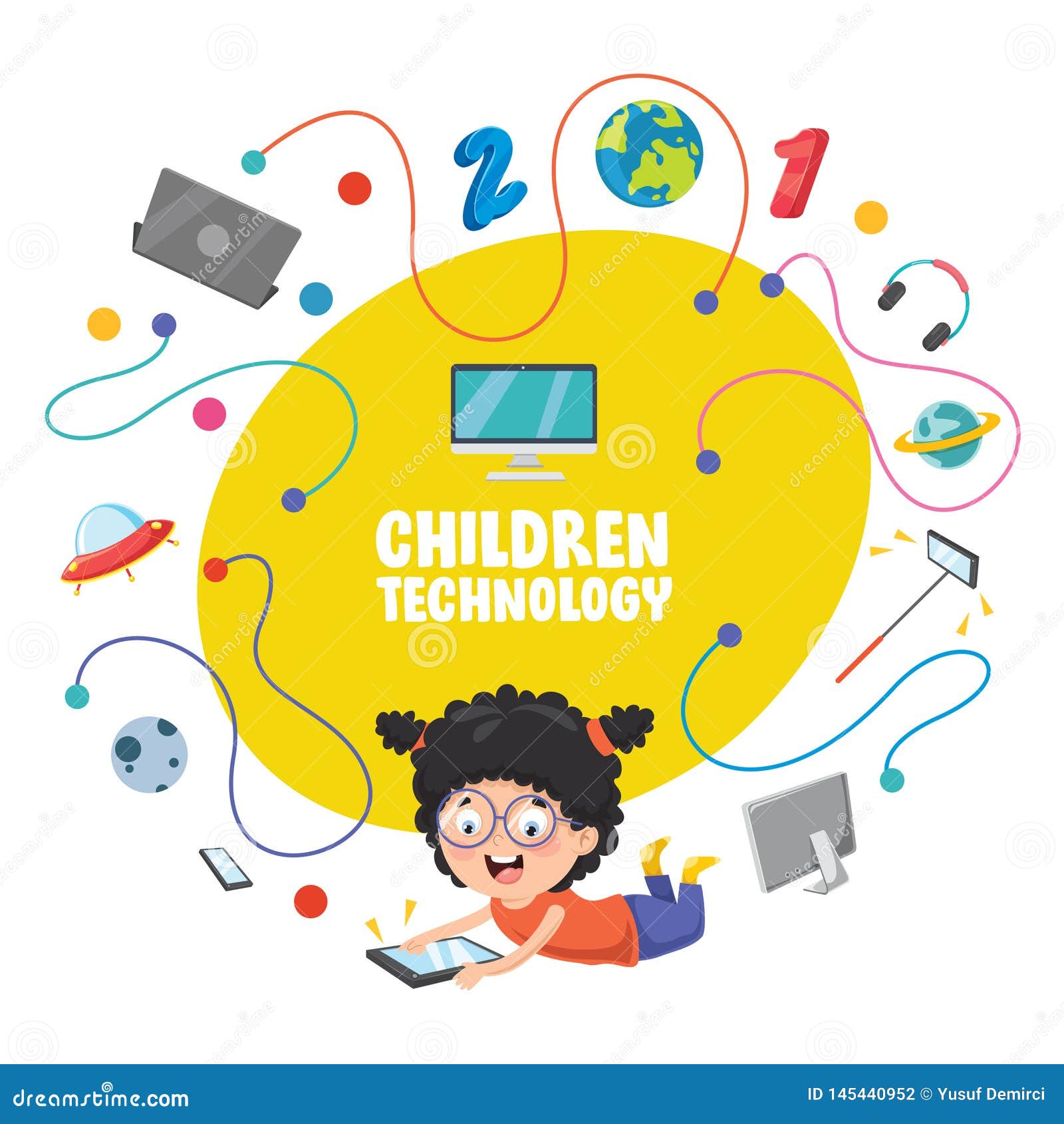 Vector Illustration of Children Technology Stock Vector - Illustration ...