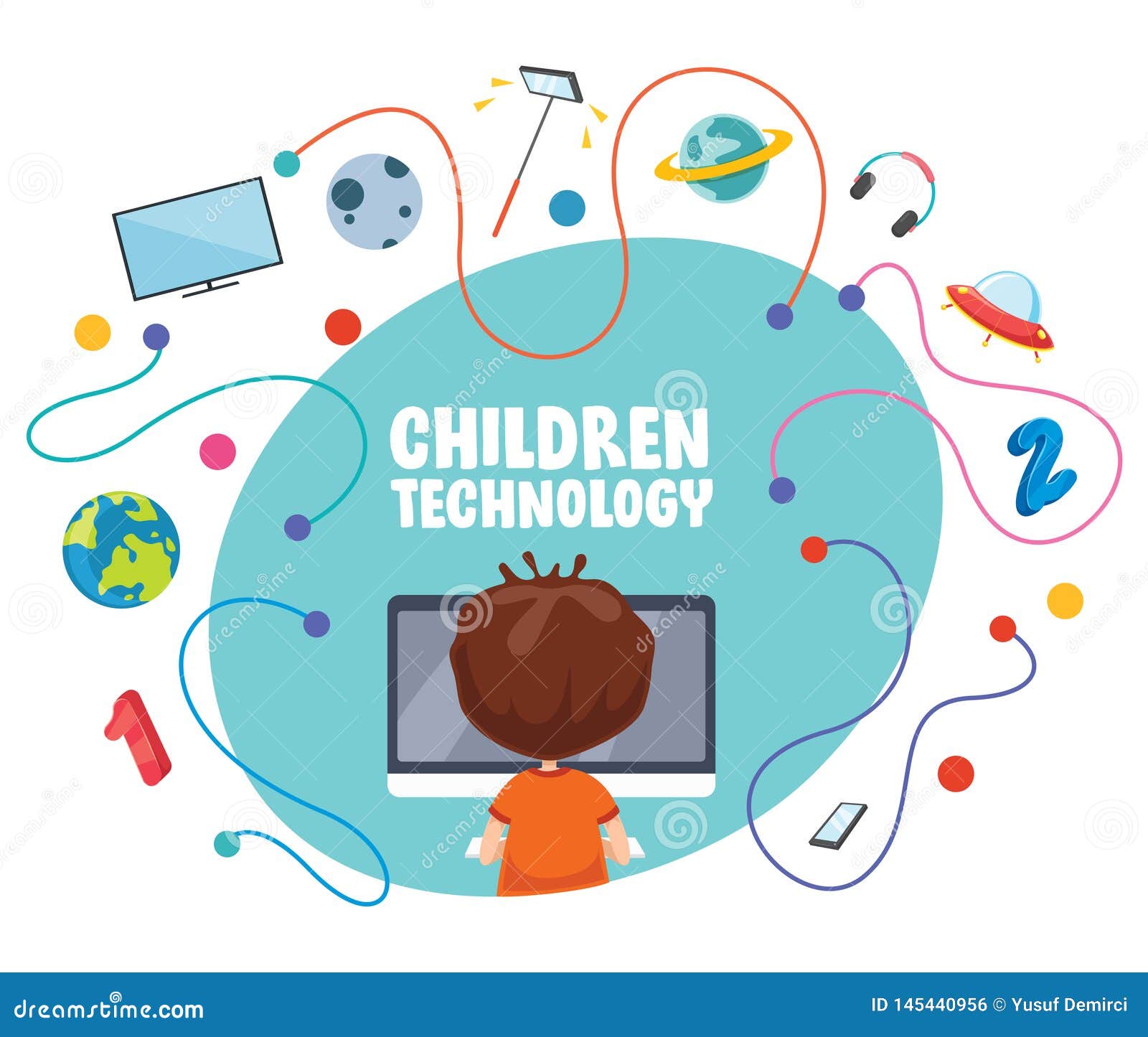 Vector Illustration of Children Technology Stock Vector - Illustration ...