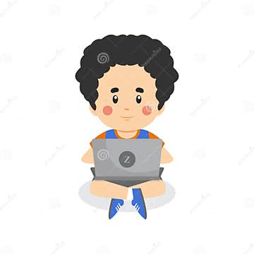Vector Illustration Children Using Computers Stock Vector ...