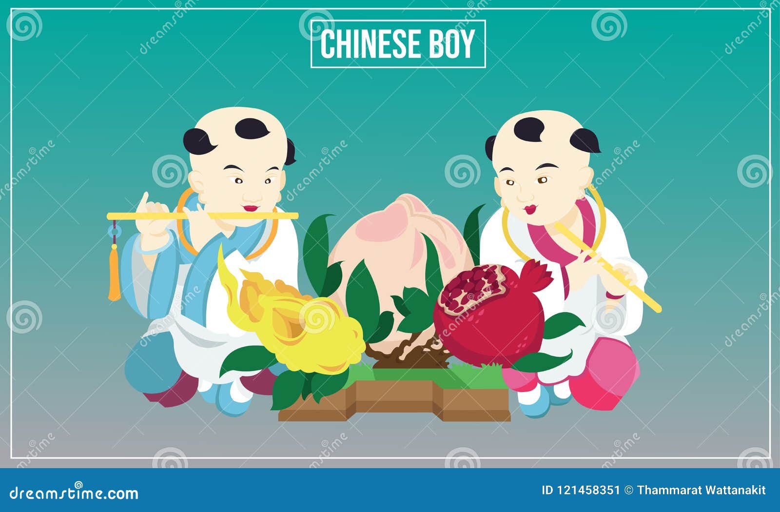 Vector Illustration of Chinese Boy Stock Illustration - Illustration of ...