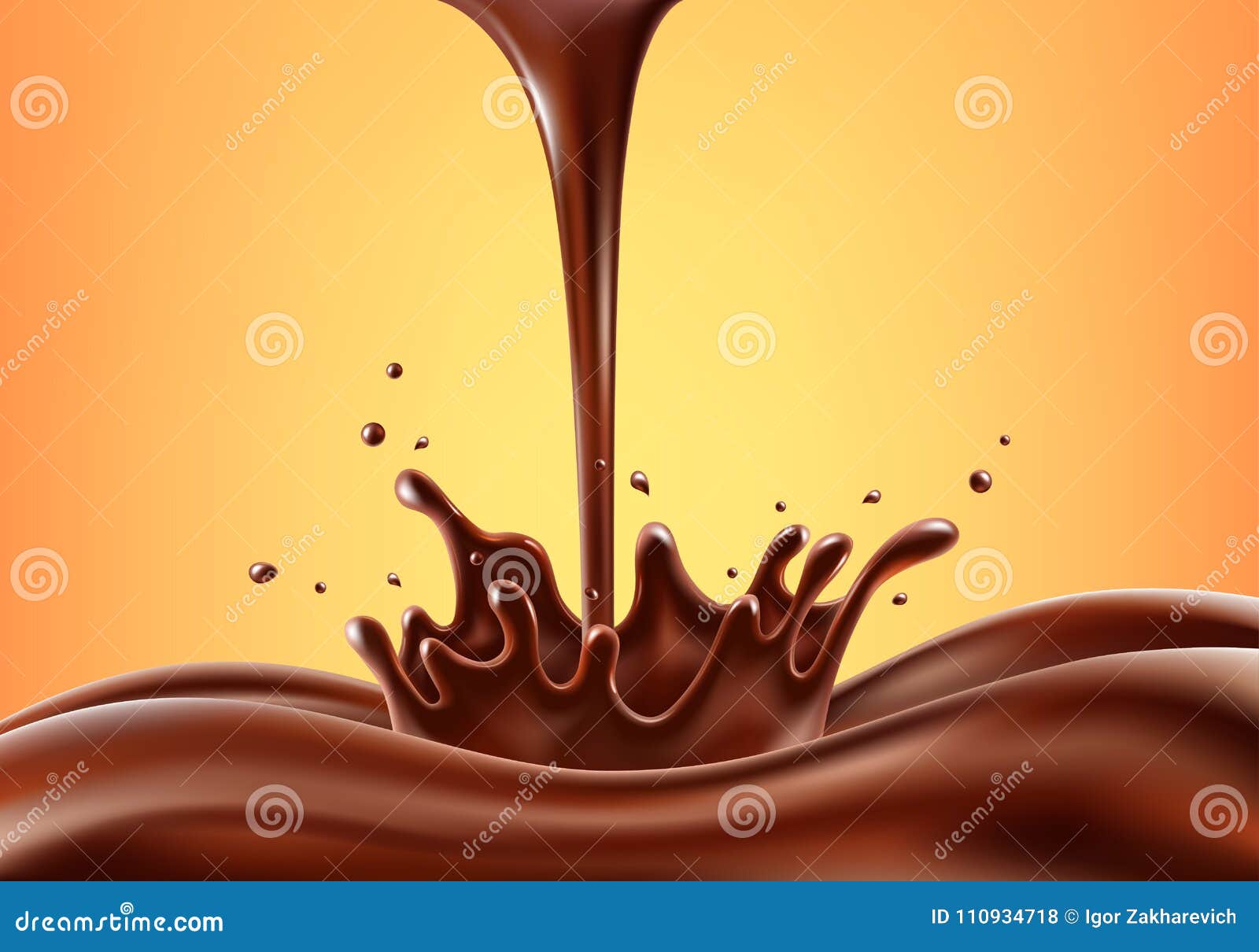 Chocolate Bar With Splashing And Whirl Chocolate Liquid. Realistic ...