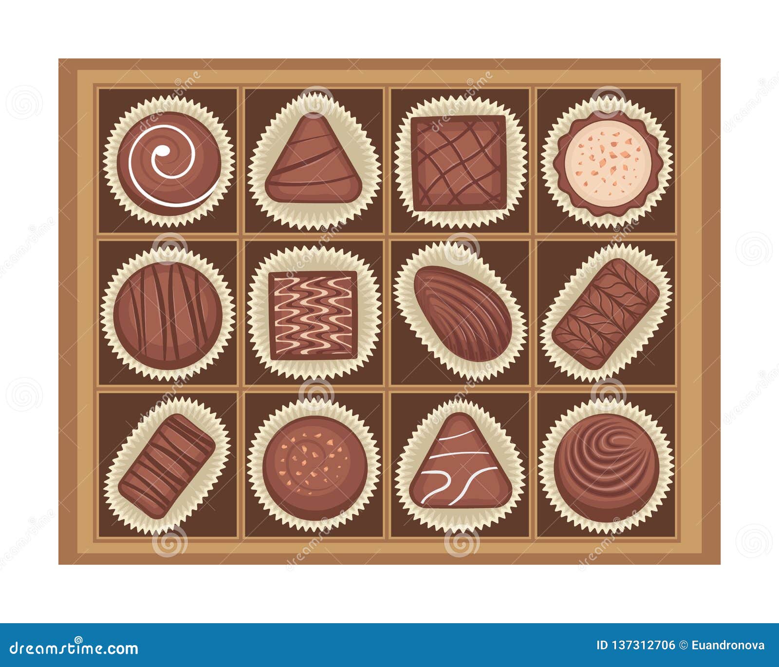 Vector Illustration of Chocolates Candies in a Box Stock Vector ...