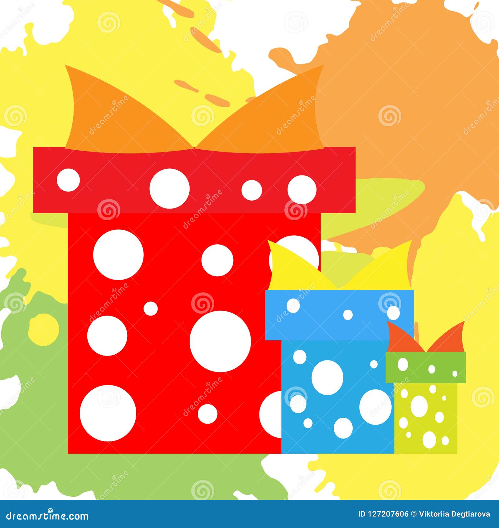 Christmas Presents Blue and Red. on Colored Abstract Spots Stock Vector ...