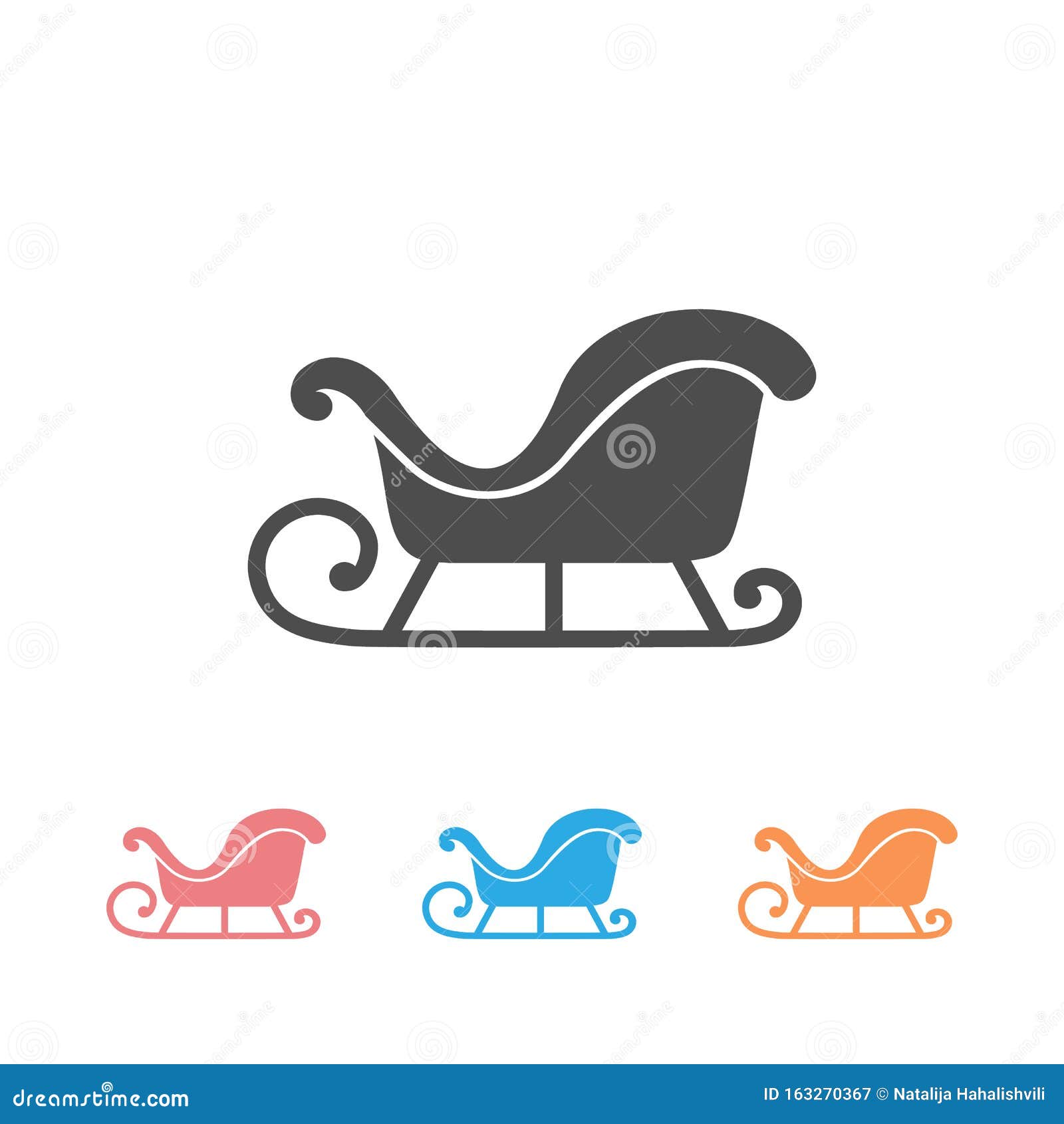 Sleigh Icon Of 3 Types. Isolated Vector Sign Symbol. | CartoonDealer ...