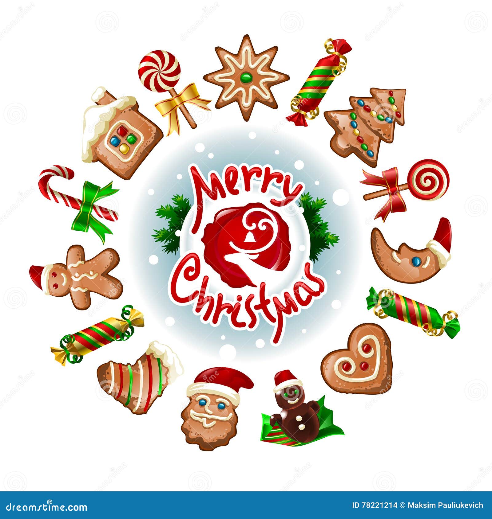 Set Of Christmas Sweets. Isolated Lollipops, Candies, Chocolates ...